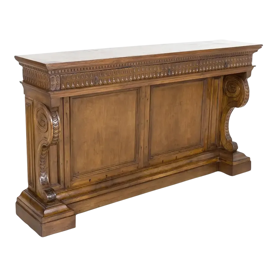 19th Century, Spanish Renaissance Style Carved Walnut Wall Console With ...