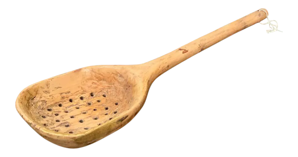 19th Century French Decorative Carved Walnut Spoon | Chairish