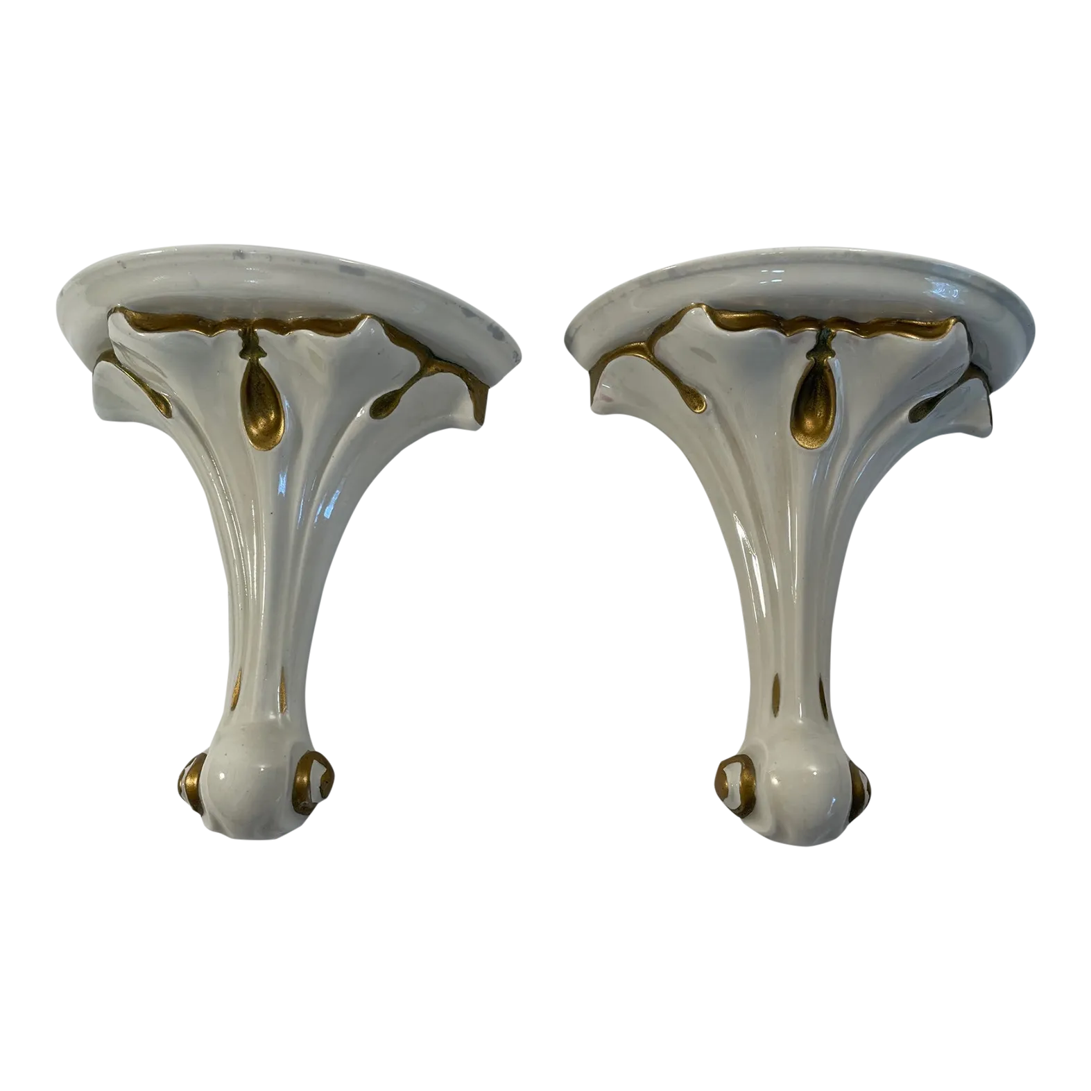 Mid 20th Century Italian Style Decorative Ceramic Wall Bracket Shelves ...