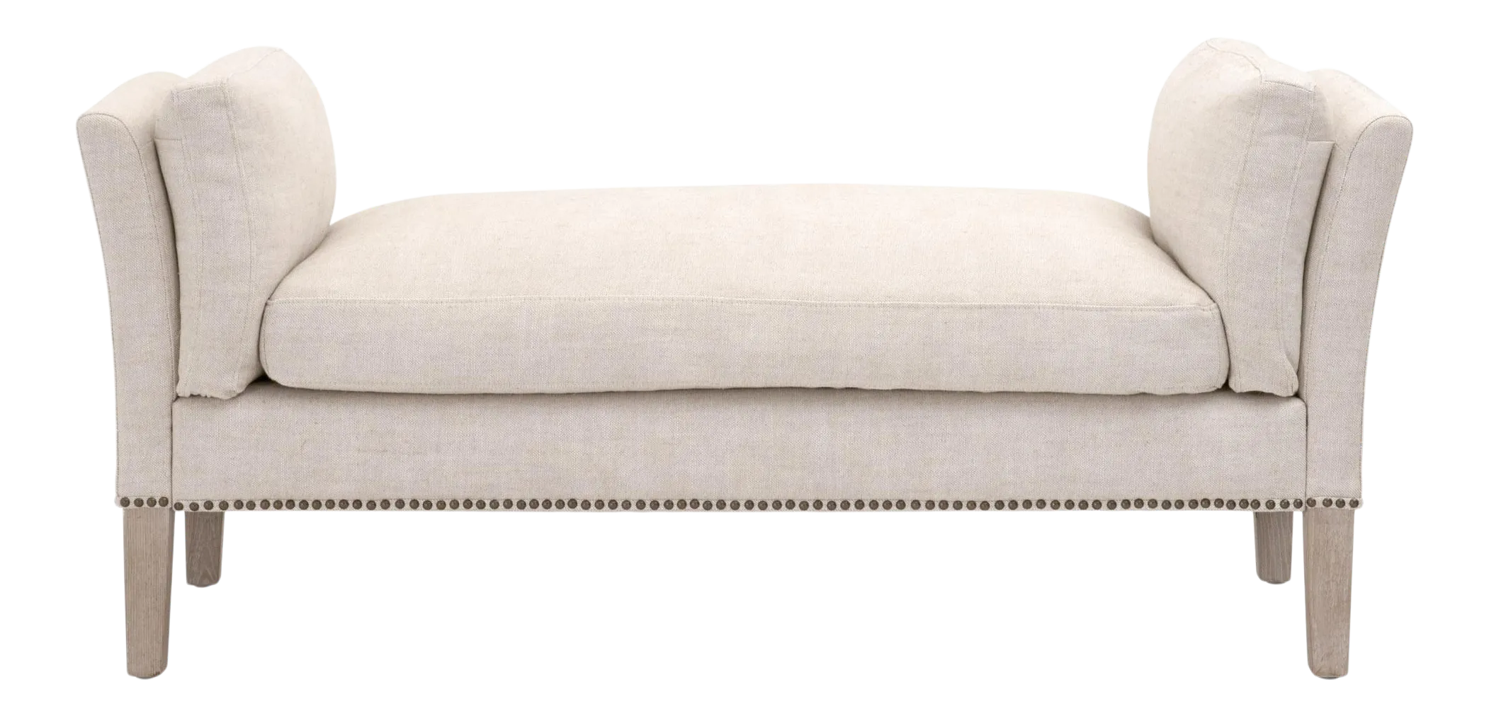 Warner Wood Bench, Bisque French Linen | Chairish