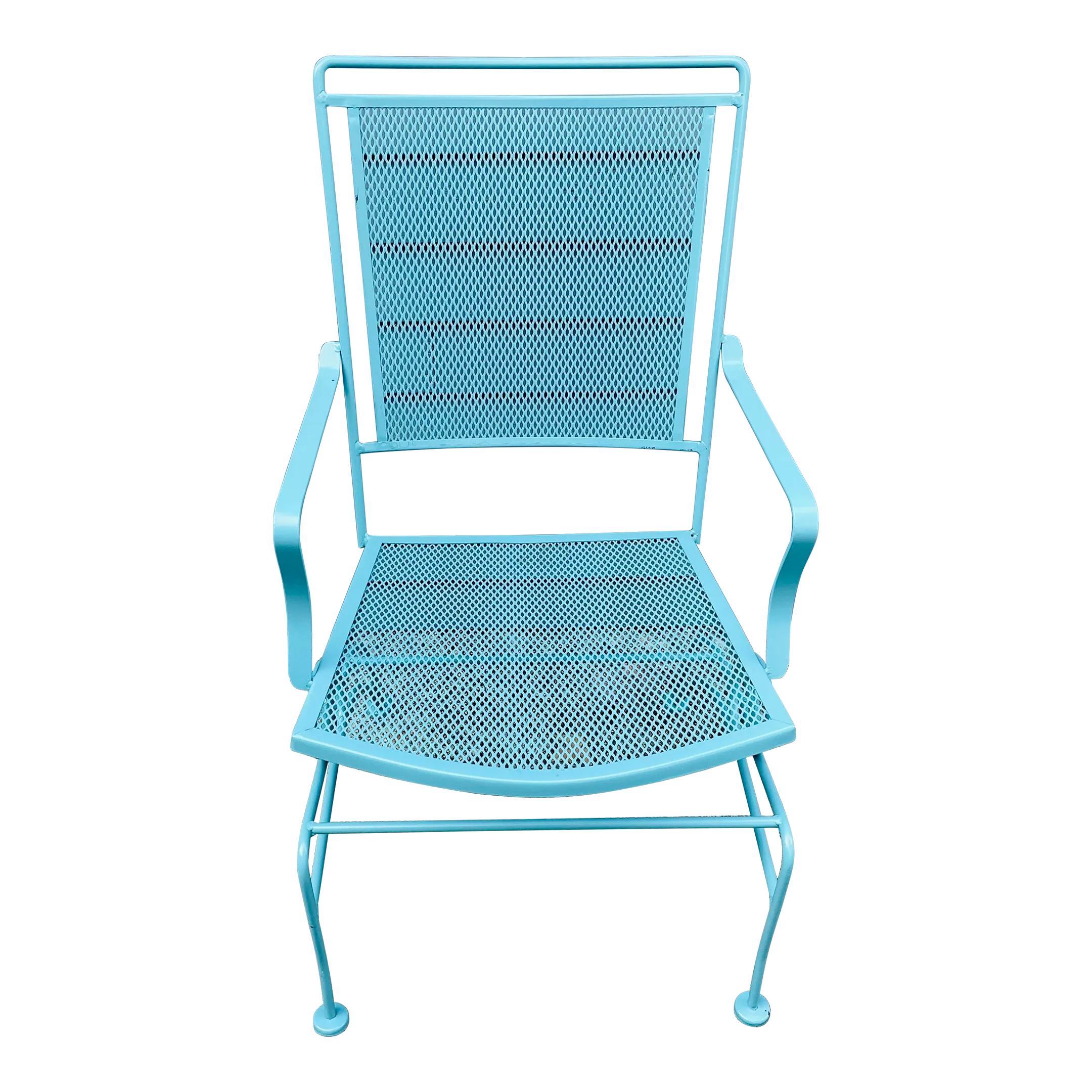 Painted Antique Teal Vintage Wrought Iron Rocker Chair Coastal ...