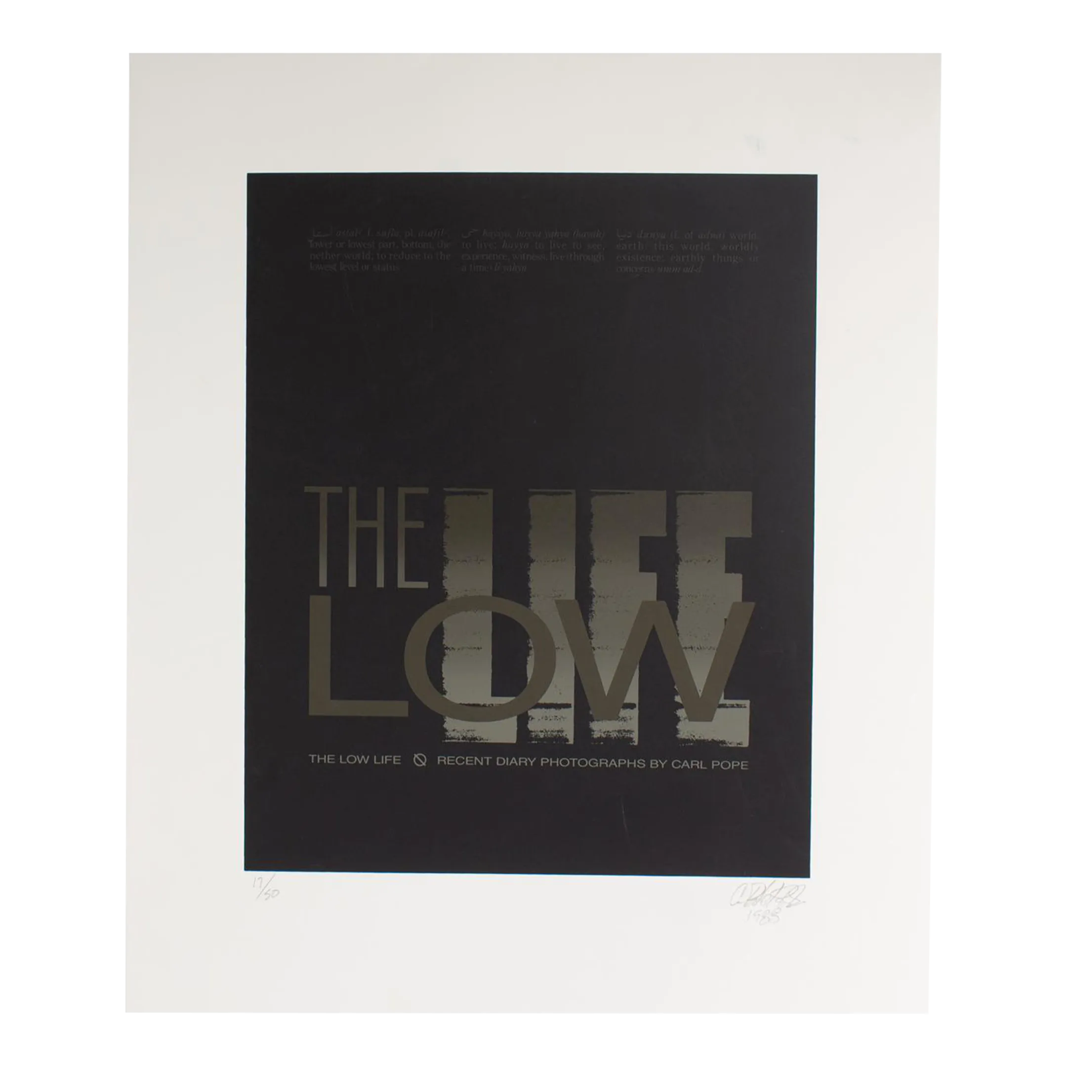 1983 “The Low Life” Serigraph Exhibition Poster Signed by Carl Pope Jr ...