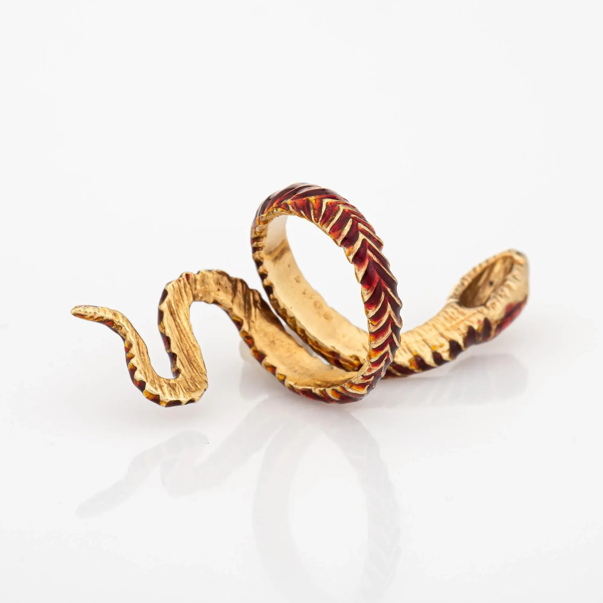 Vintage Cartier Enamel Snake Ring Sz 6 18k Yellow Gold Fine Signed Jewellery