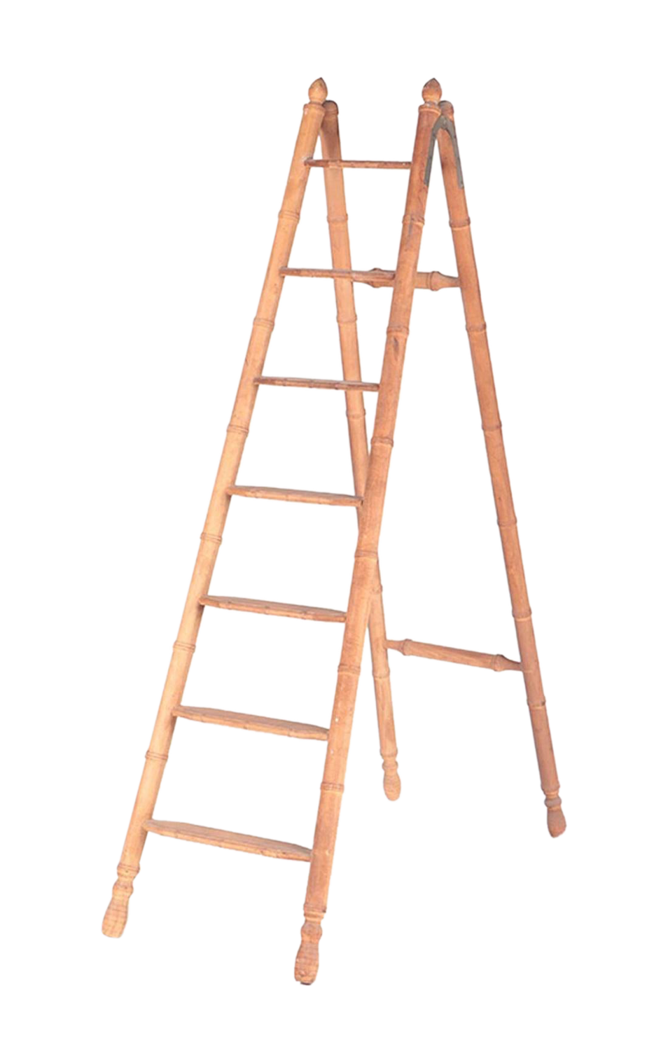 Late 19th Century Wooden Folding English Faux Bamboo Library Ladder or ...