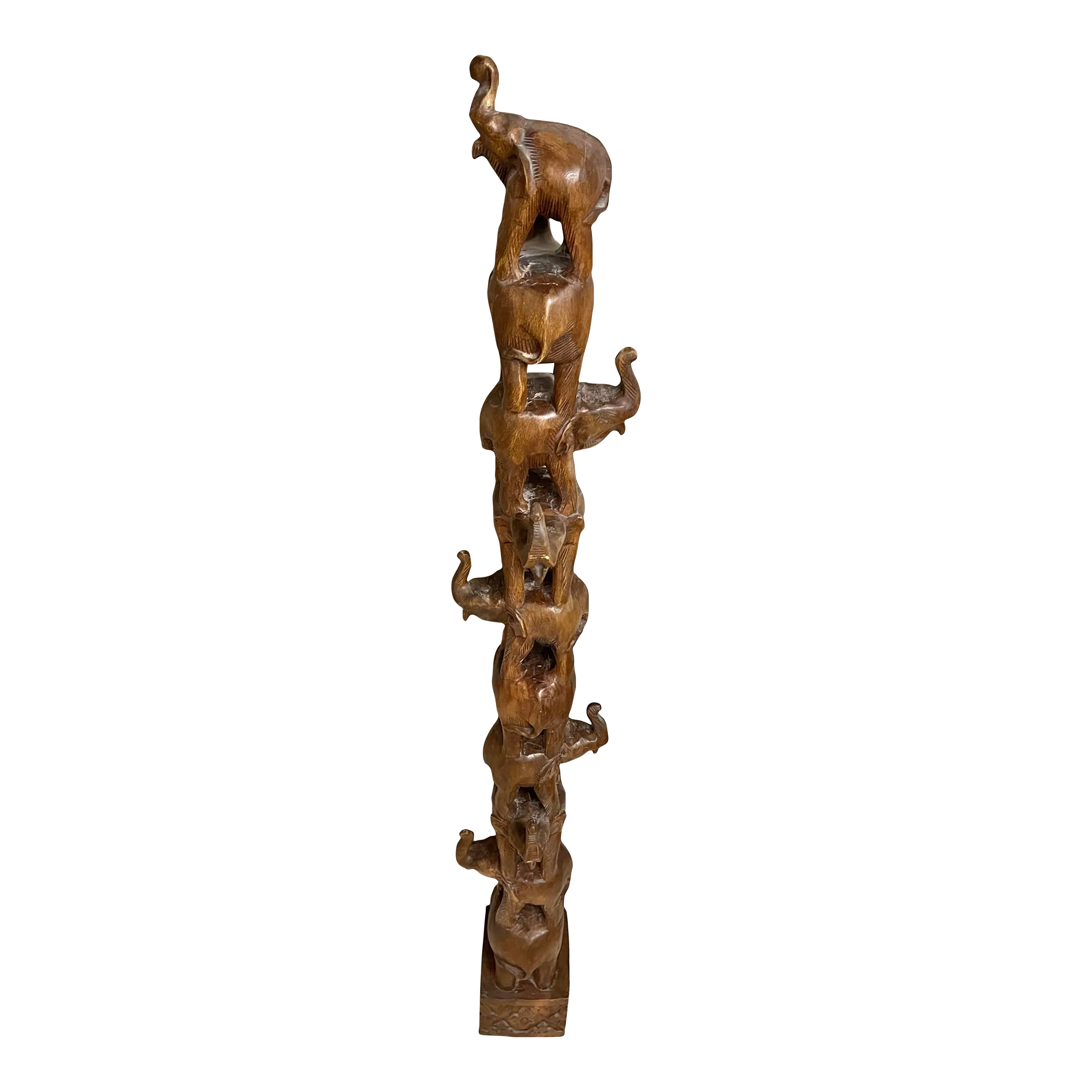 1980s Carved Elephant Tower | Chairish