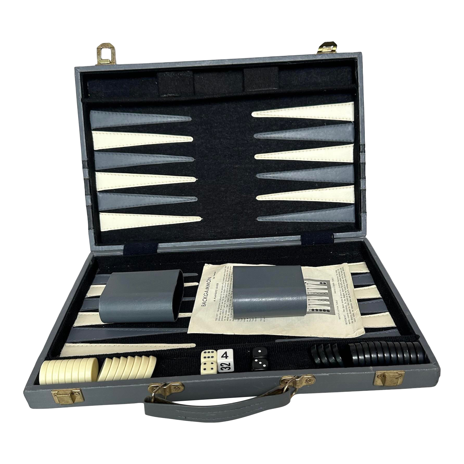Vintage Cardinal Gray, Black & White Backgammon Game Set | Chairish
