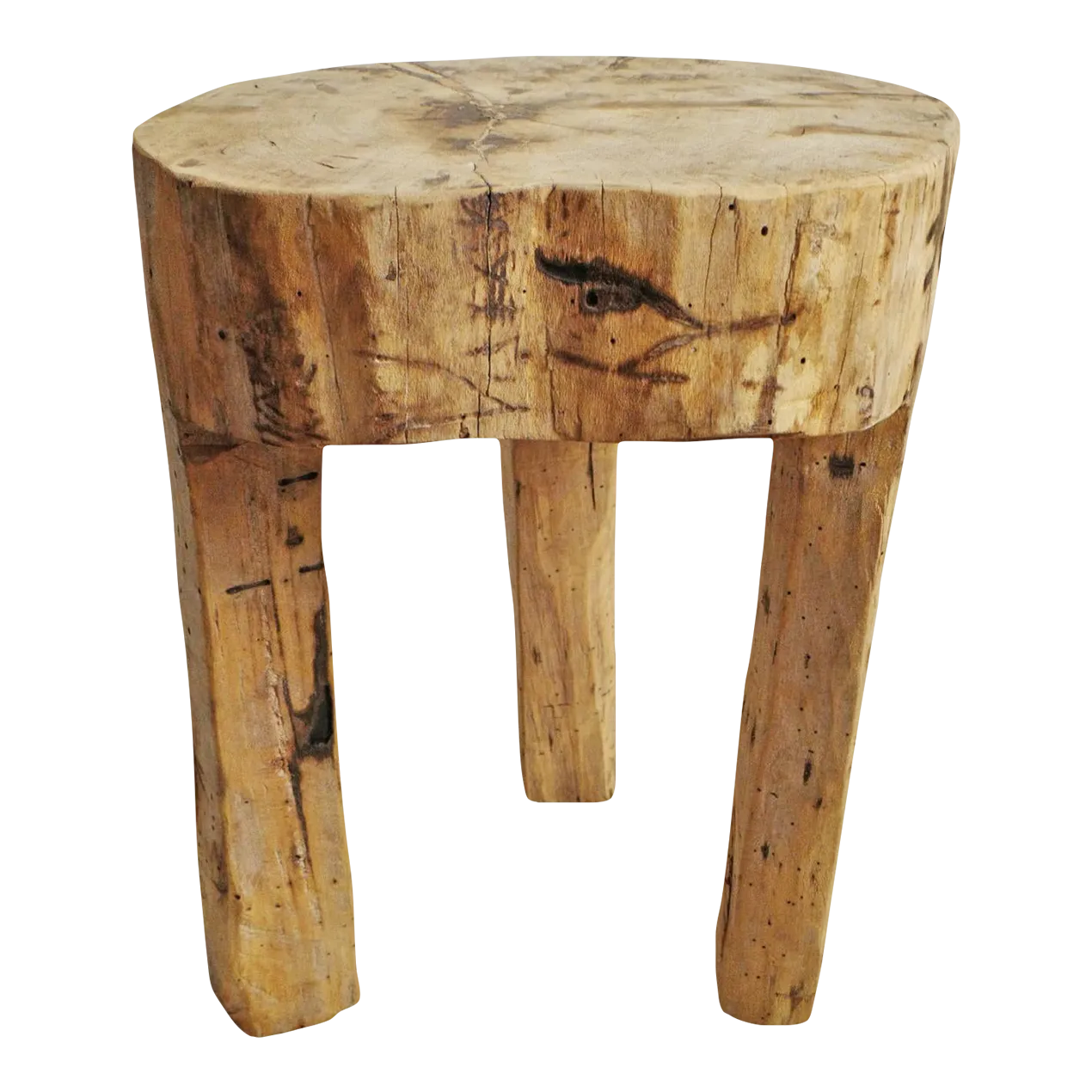 Contemporary Rustic Naga Three Leg Wood Table | Chairish