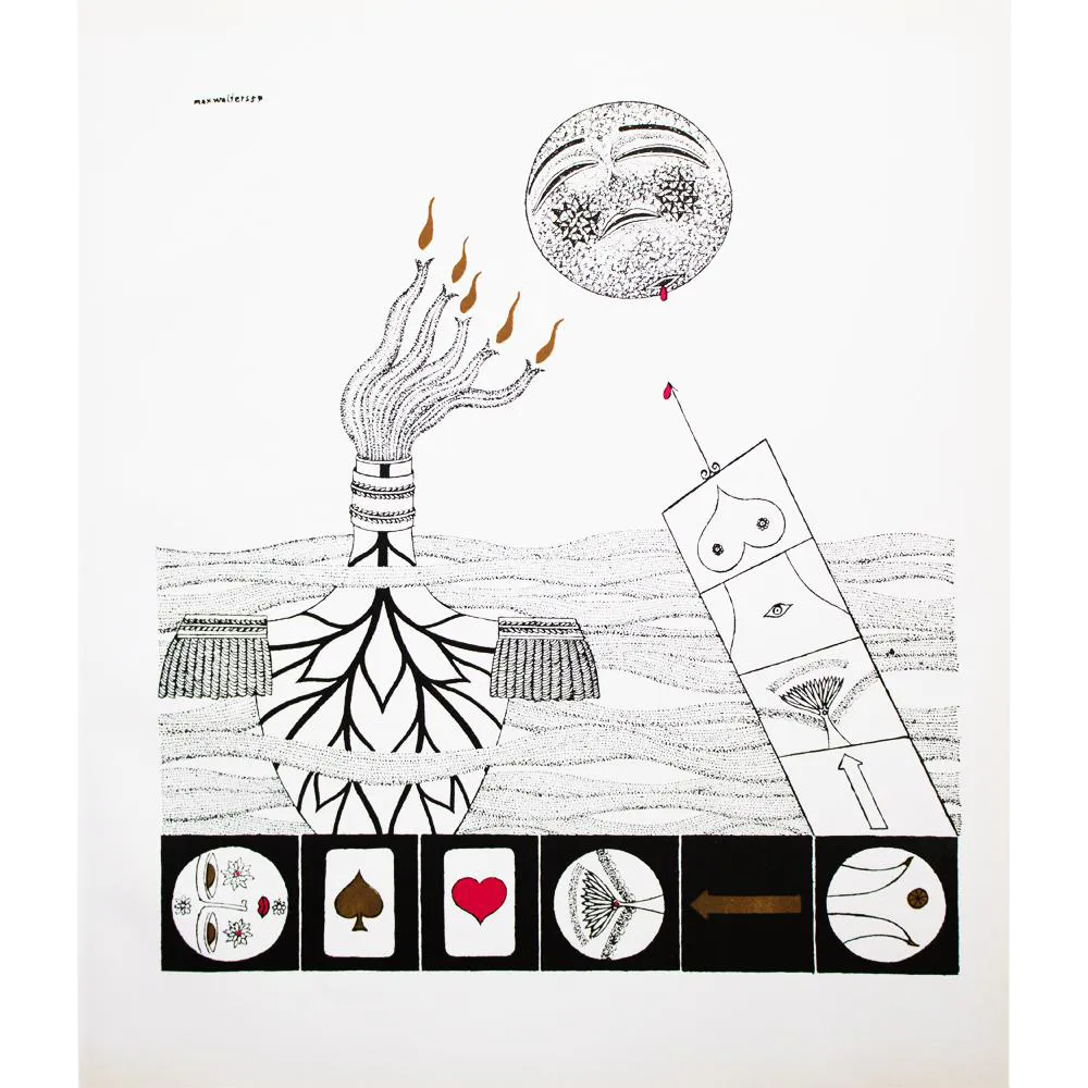 1968 Max Walter Svanberg Composition No. 7, Original Period Gold Leaf ...