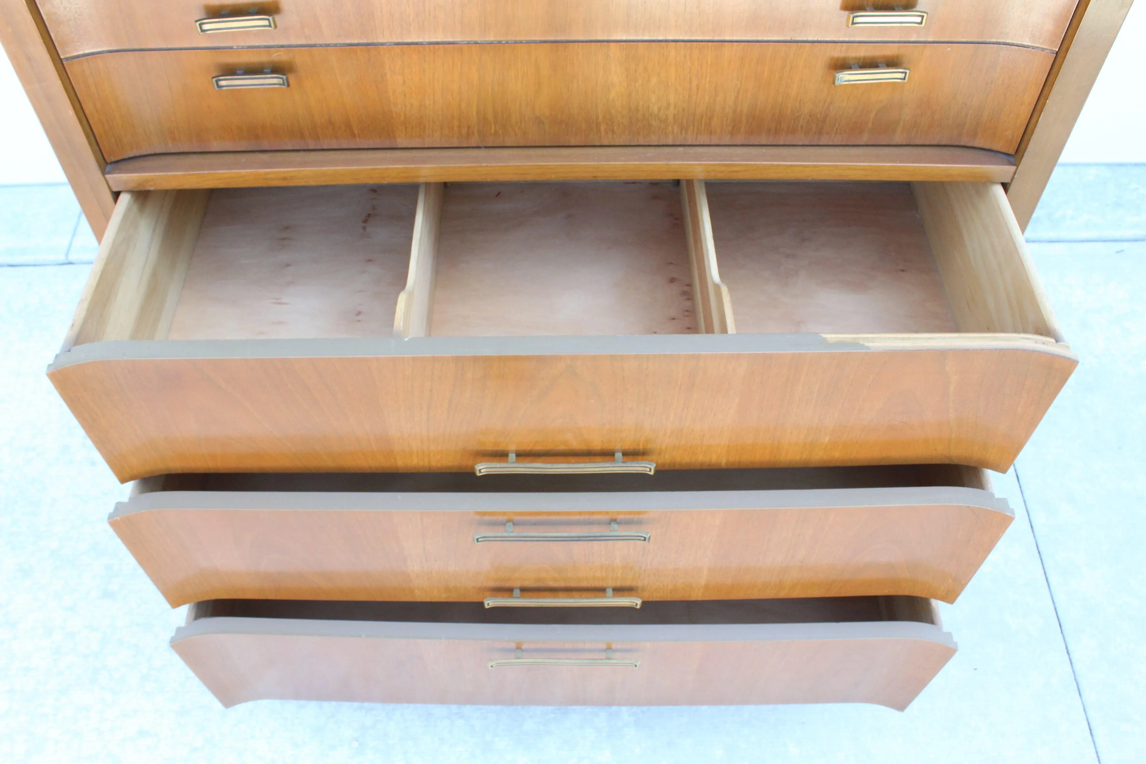 Vintage 1960 s Curved 4 Drawer Highboy Dresser by Kroehler Chairish