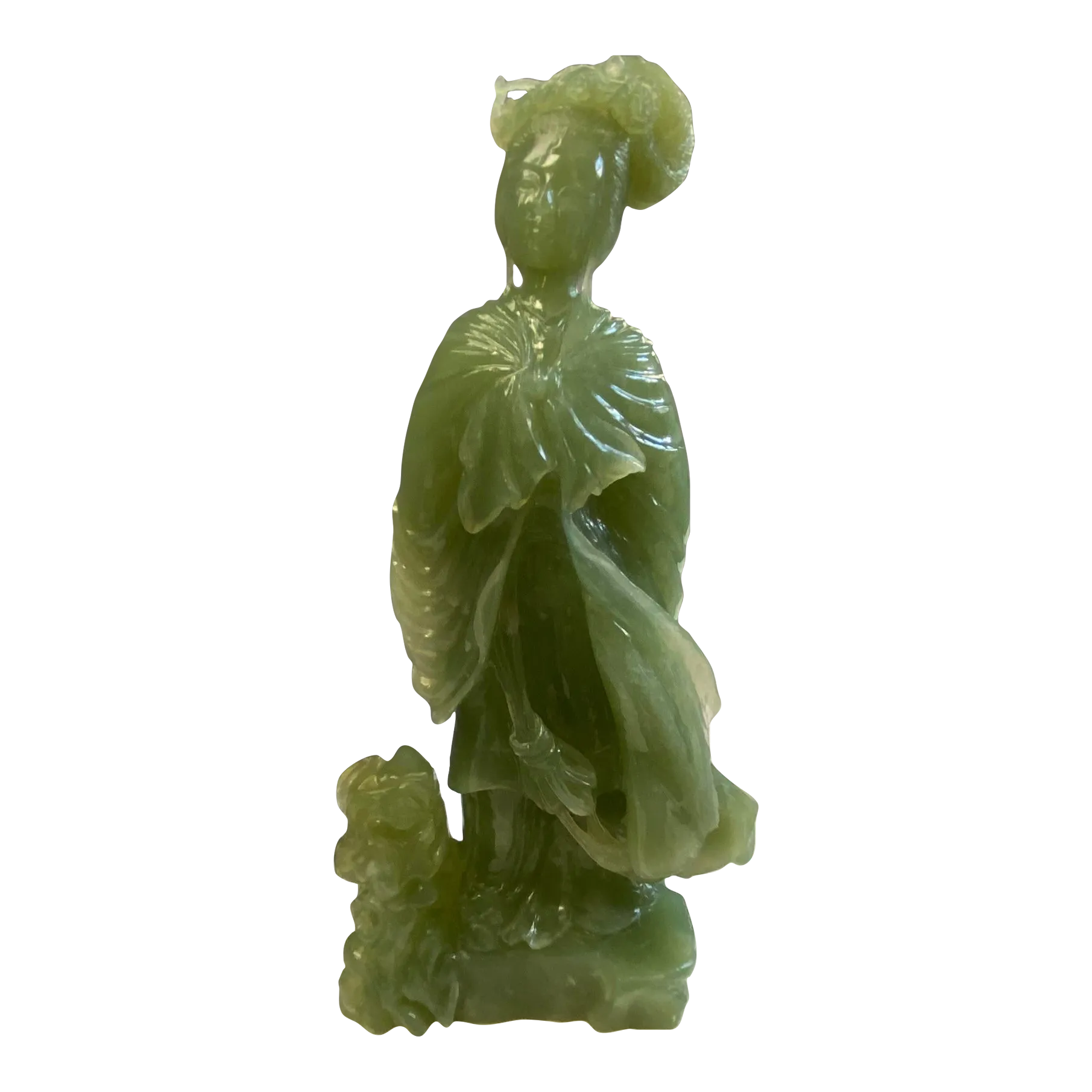 Antique Handcarved Solid Jade Female Figure With Intricate Detail ...