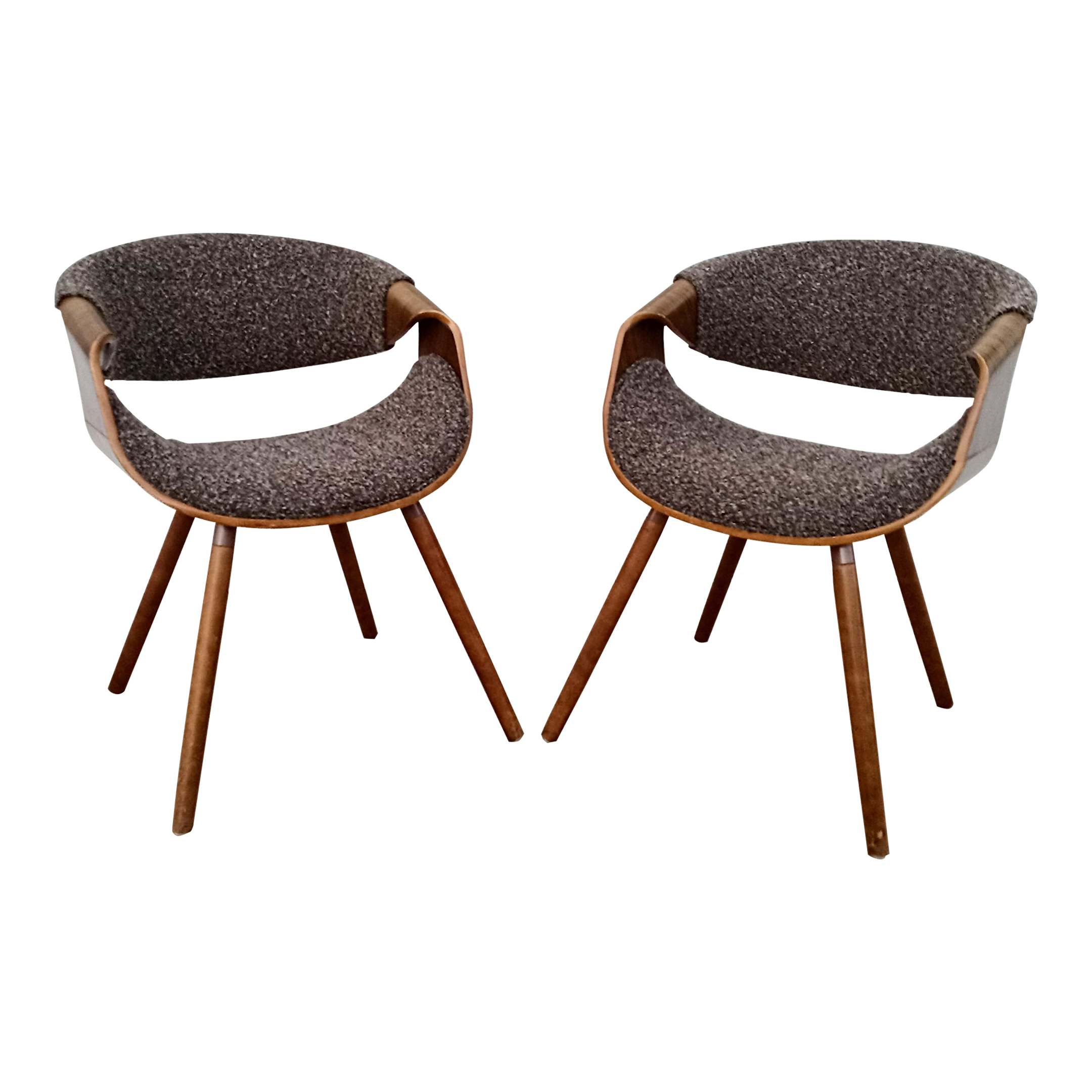 Scandinavian Modern Style Café Chairs with Vintage Boucle Upholstery ...