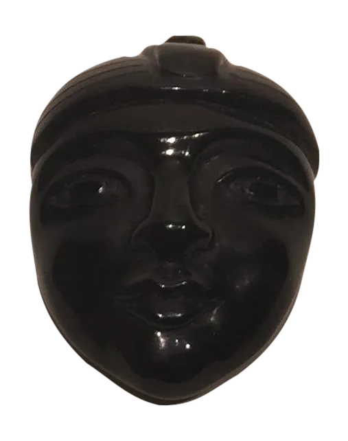 Hand-Carved Obsidian Mask | Chairish