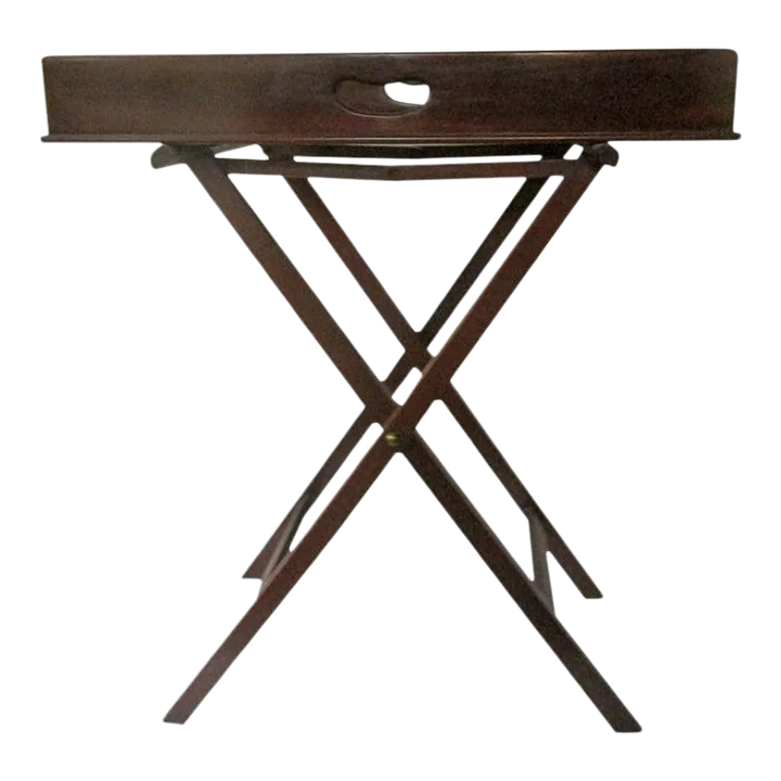 19th Century Mahogany English Butler's Serving Bar Tray on Wooden Stand ...
