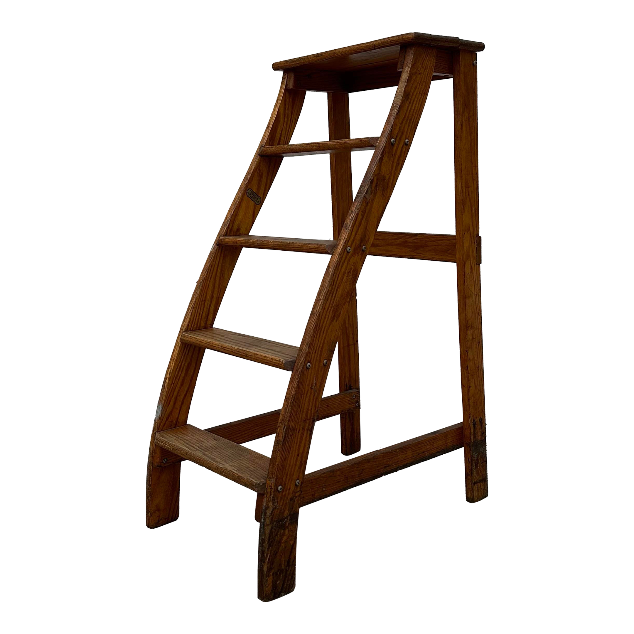 Vintage Curved Library Ladder by Putnam | Chairish