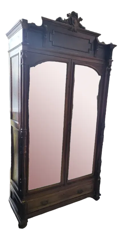 Antique Spanish Fernandino Mahogany Wardrobe with Bevelled Mirror ...