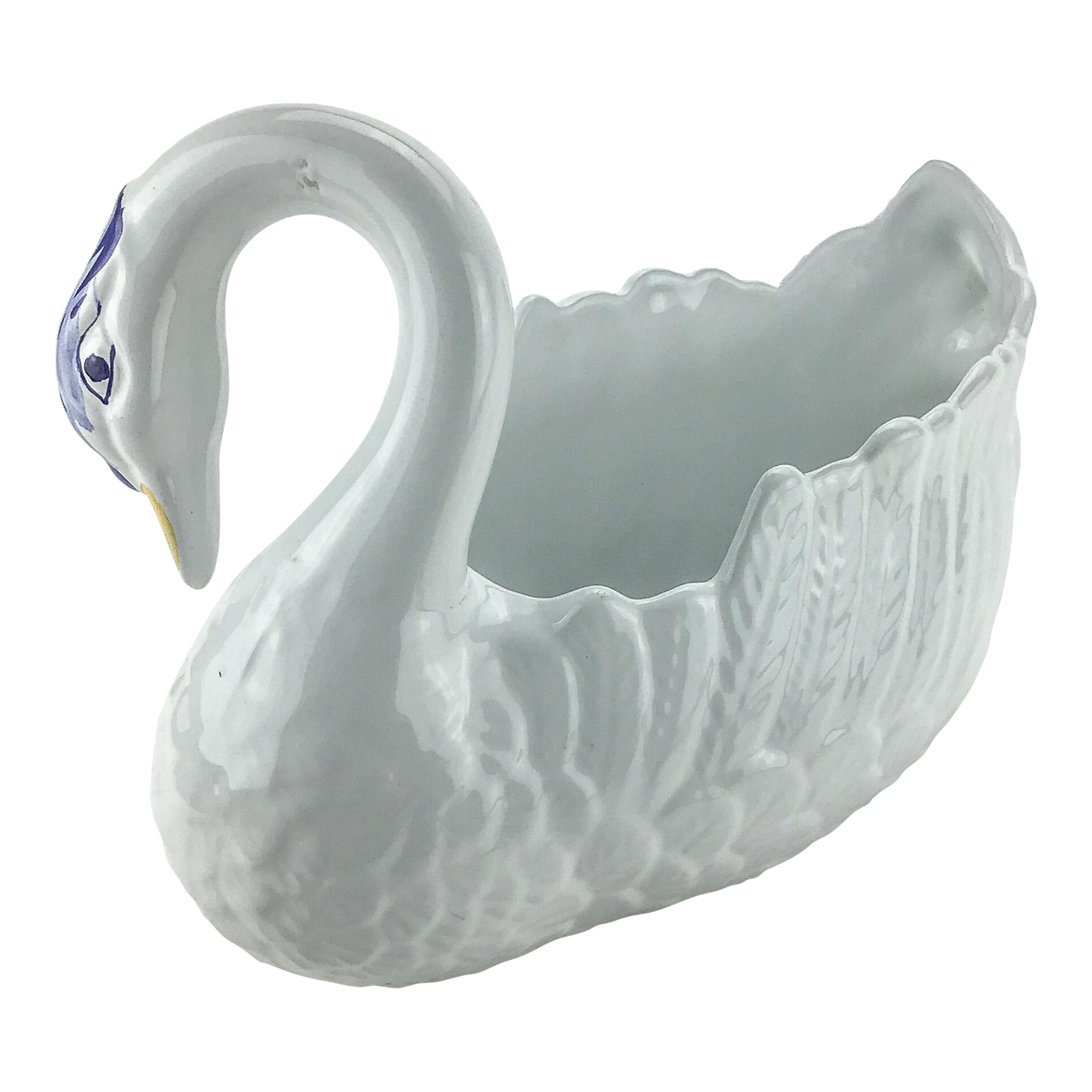 Large Vintage Ceramic Swan Planter | Chairish
