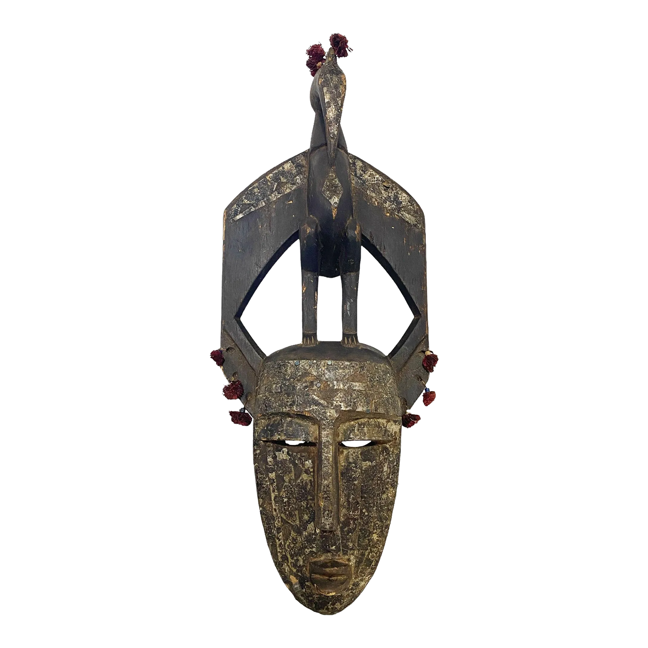 African Old Kore Mask Marka W/ Hornbill Bird Mali 24" | Chairish