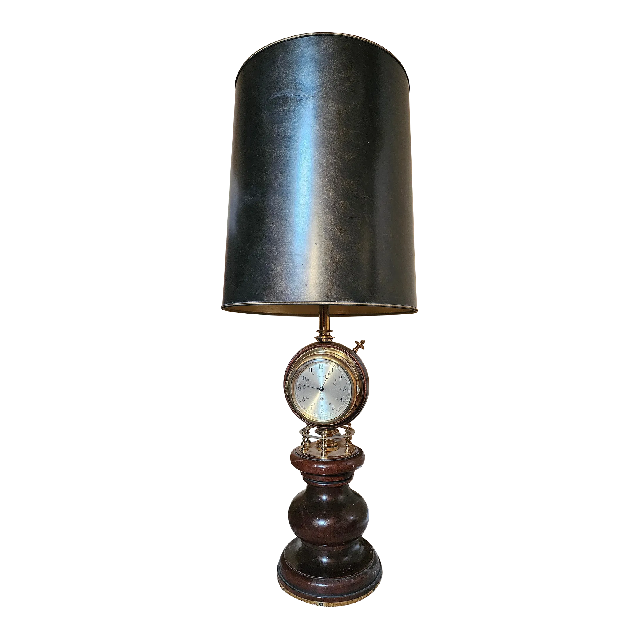 Mid 20th Century Nautical Style Clock Barometer Table Lamp by Stiffel ...
