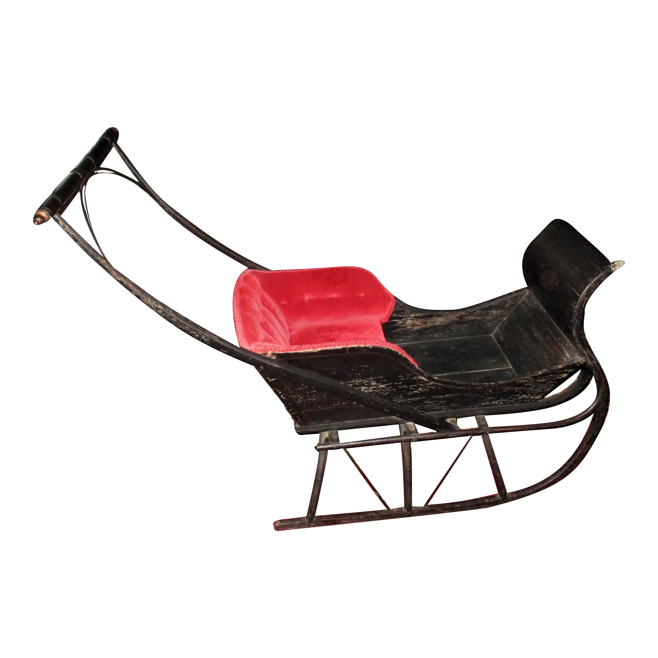 Antique Early American Wooden Childs Push Sleigh with Brass Eagle ...