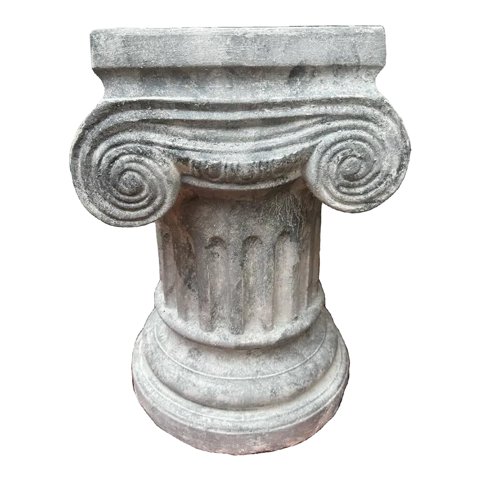 Light Grey Greek Ionic Column Pedestal | Chairish