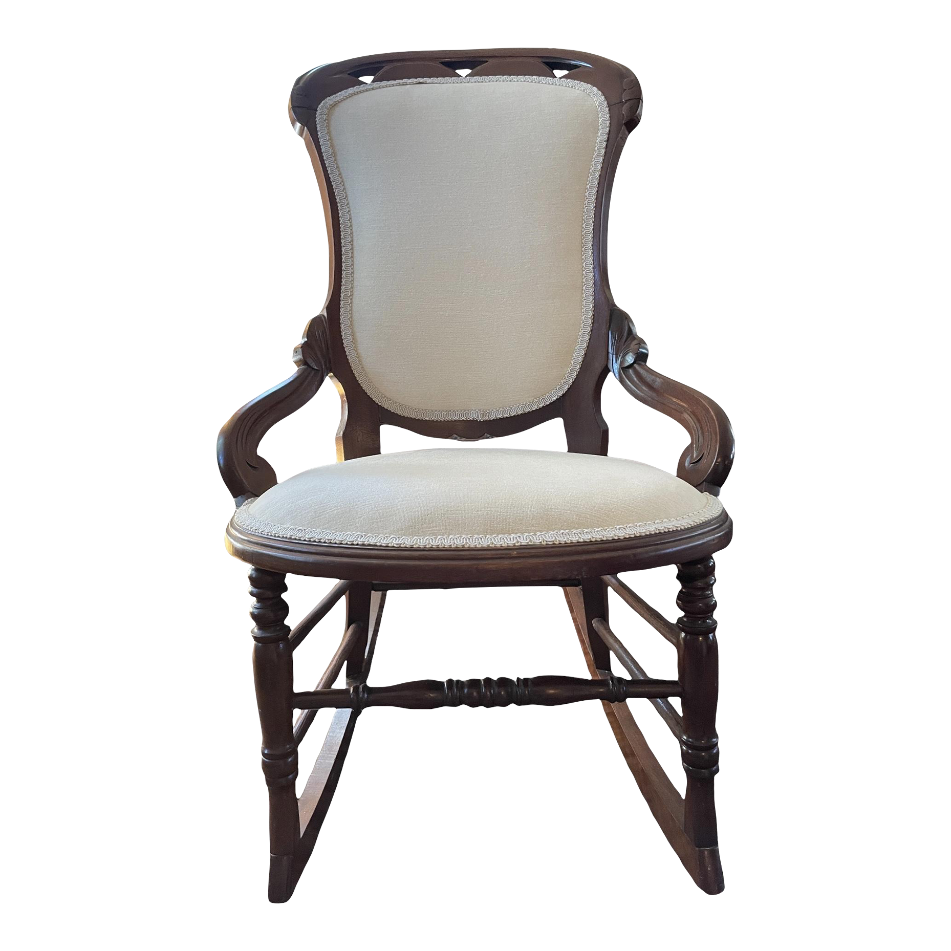 Antique Reupholstered Victorian Style Rocking Chair | Chairish