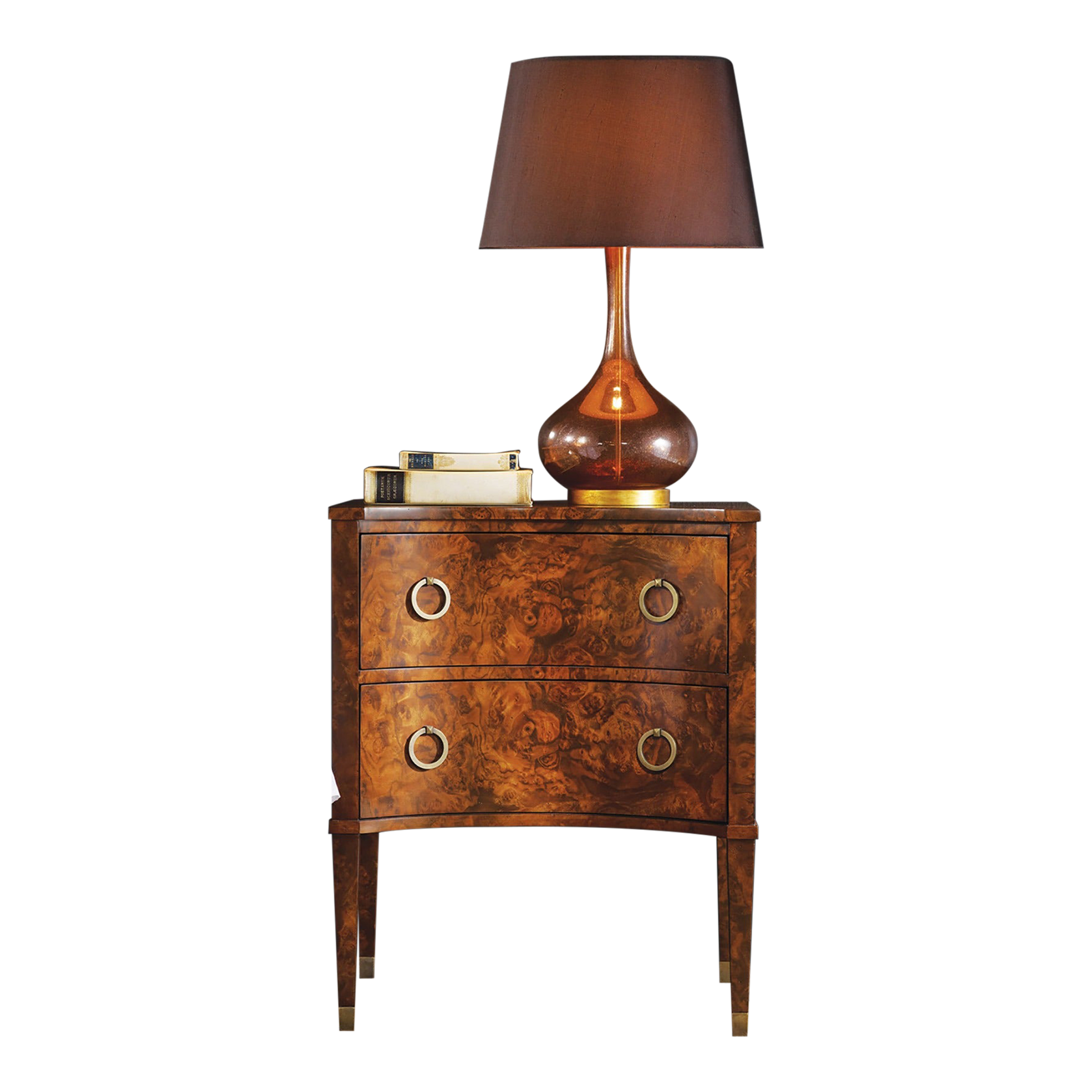 Two Drawer Concave Burl Cabinet | Chairish
