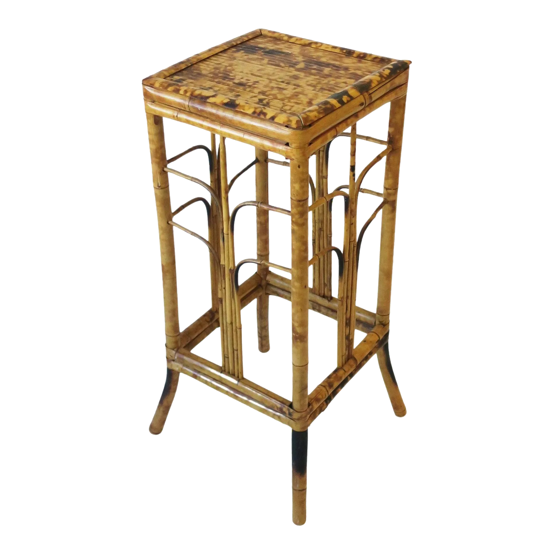 Wicker Bamboo Pedestal Pillar Column Stand | Chairish