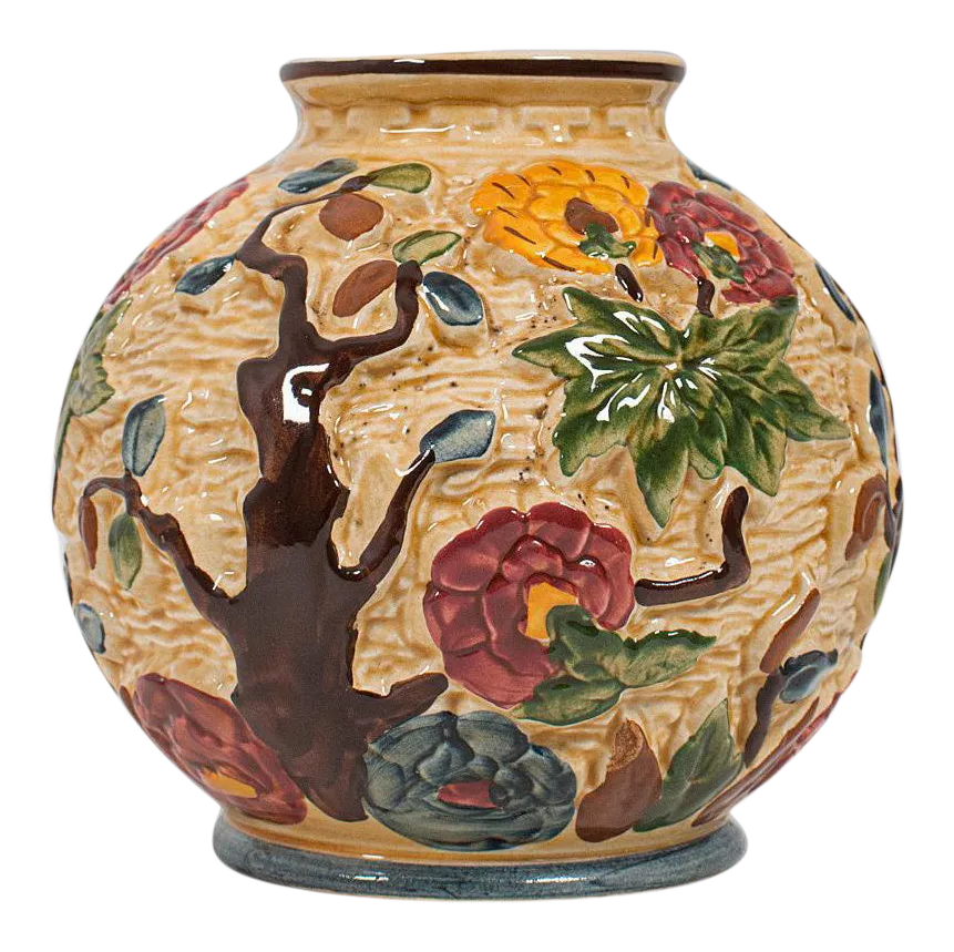 1950s Indian Tree Decorative Ceramic Vase Urn | Chairish