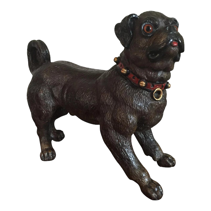 Large Antique 19th Century Austrian Terra Cotta Pug Dog or English ...