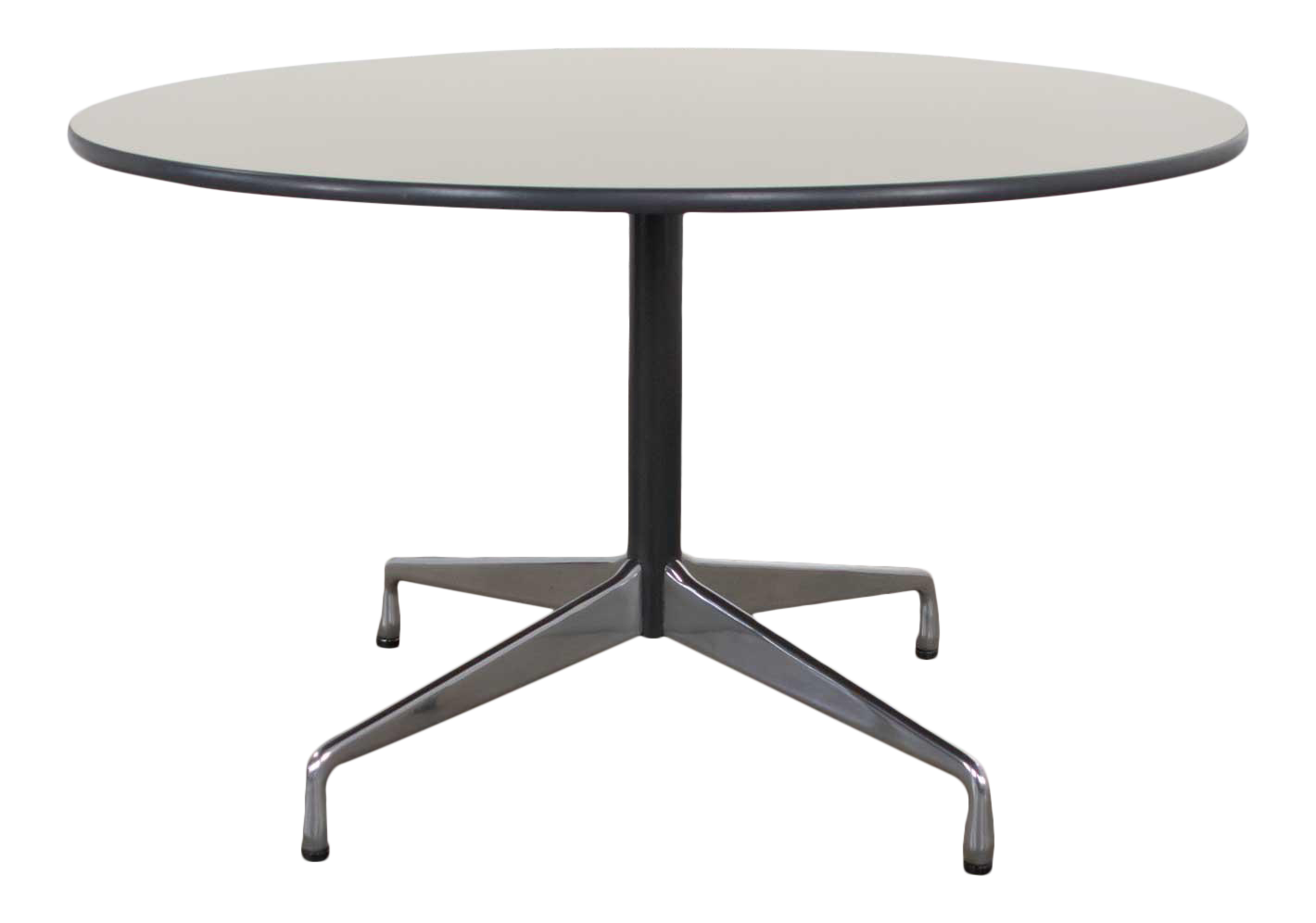 Eames Herman Miller Universal Base Round Table Off White Laminate Top | Chairish