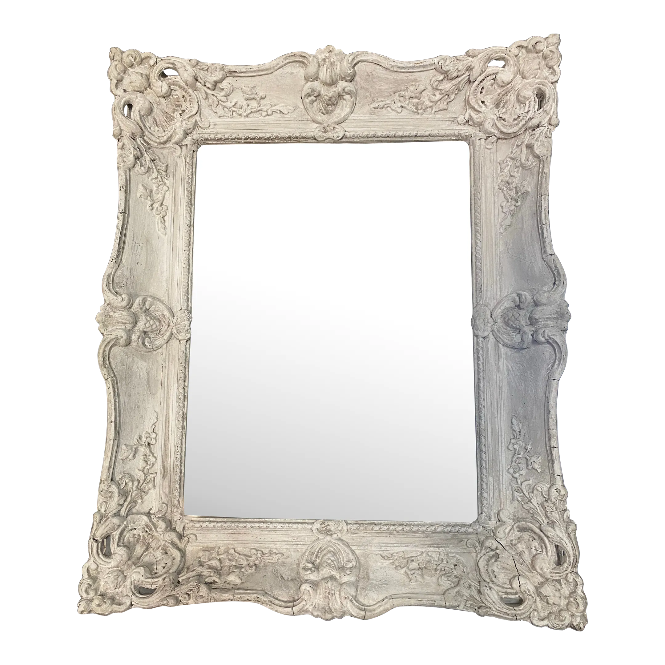 Mid 20th Century White Wash Carved Wood Frame Made in Belgium Flemish ...