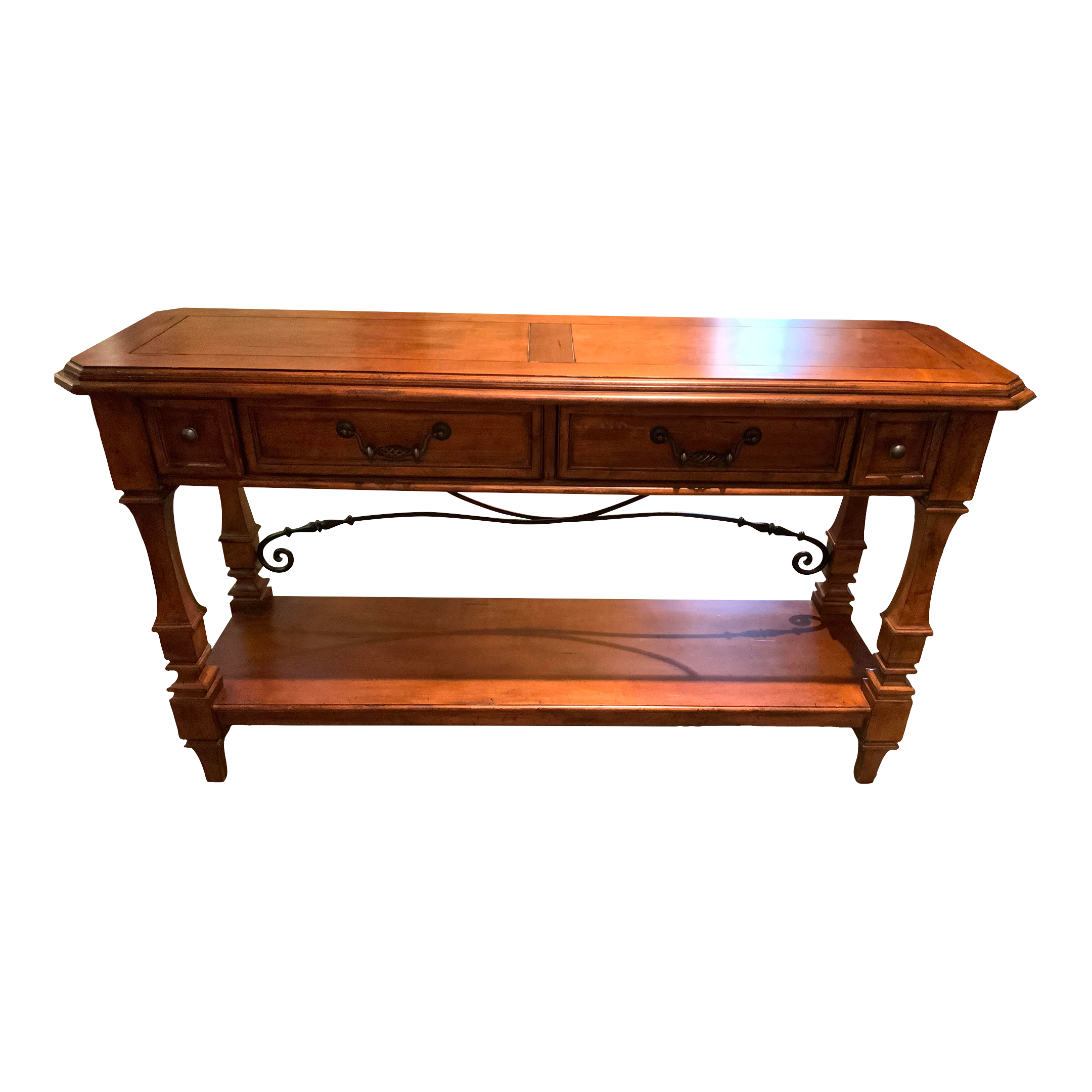 Stanley Furniture Traditional Console Table With Metal Accents | Chairish