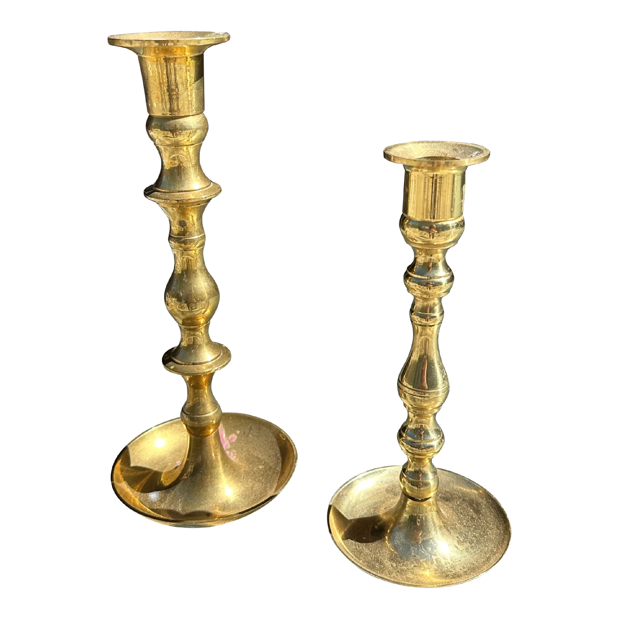 1970s Pair of Brass Mid-Century Candlestick Holders | Chairish