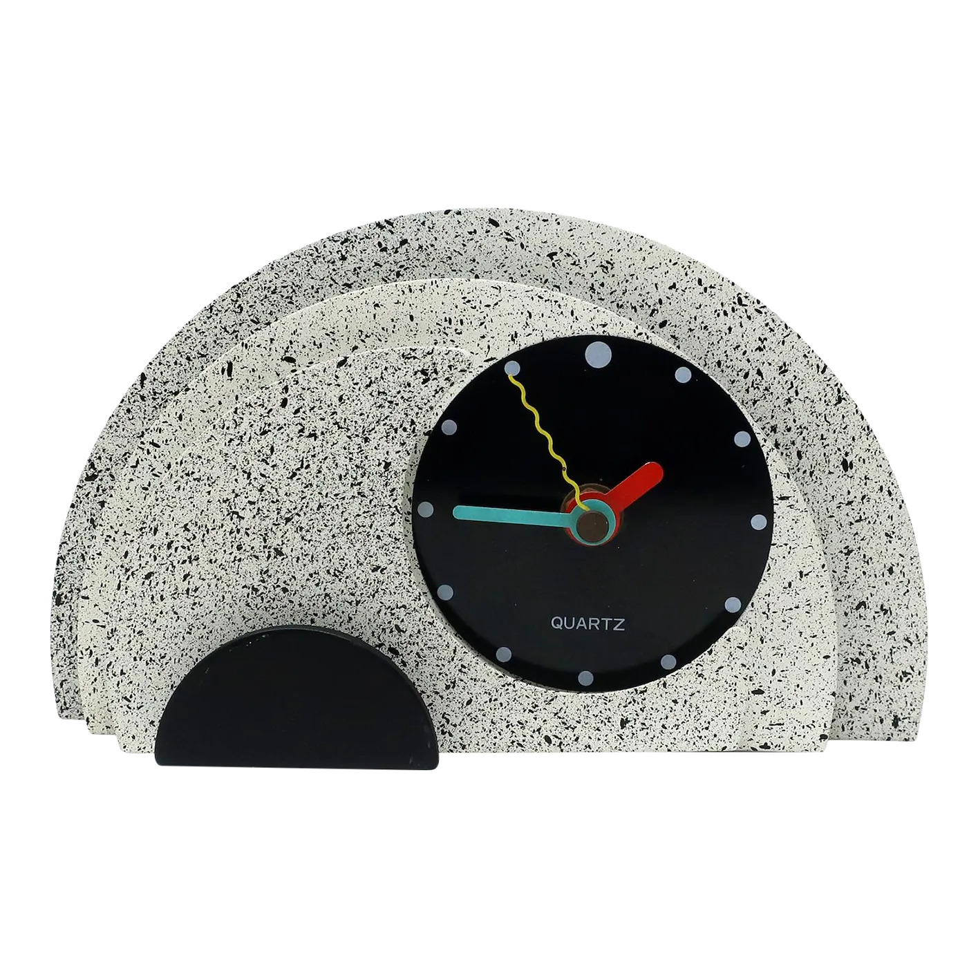 1980s Gray & Black Stacked Desk or Mantel Clock | Chairish