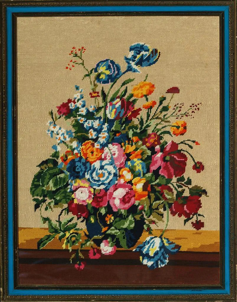 Floral Bouquet Needlepoint | Chairish