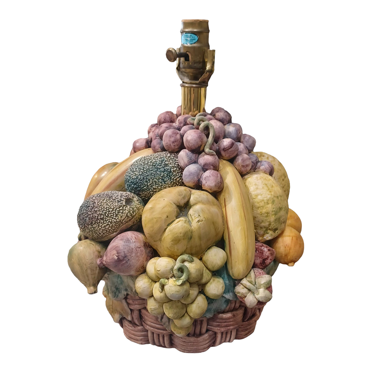 Vintage Ceramic Fruit and Vegetable Topiary Table Lamp | Chairish