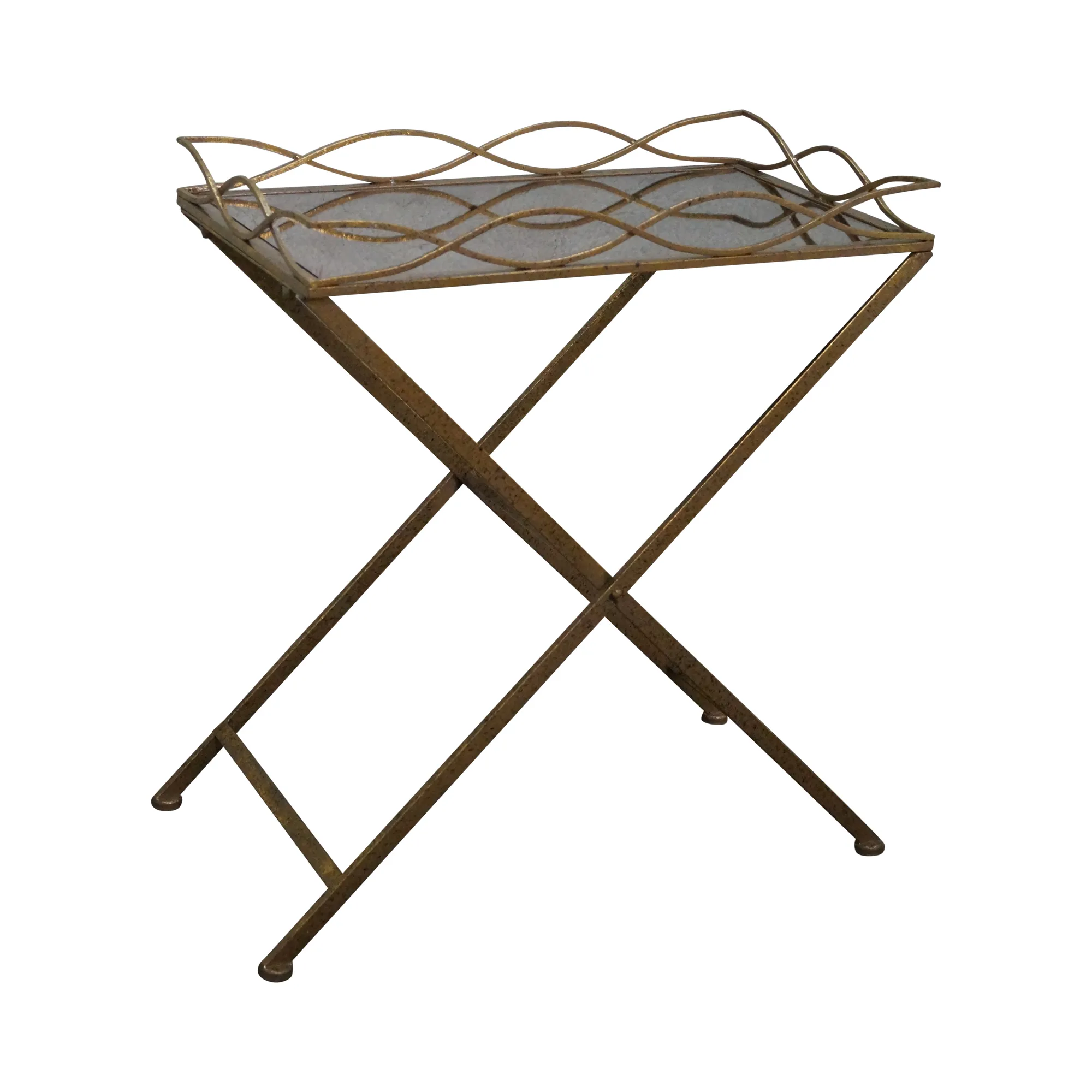 Regency Style Gilt Metal Mirror-Top Serving Table | Chairish