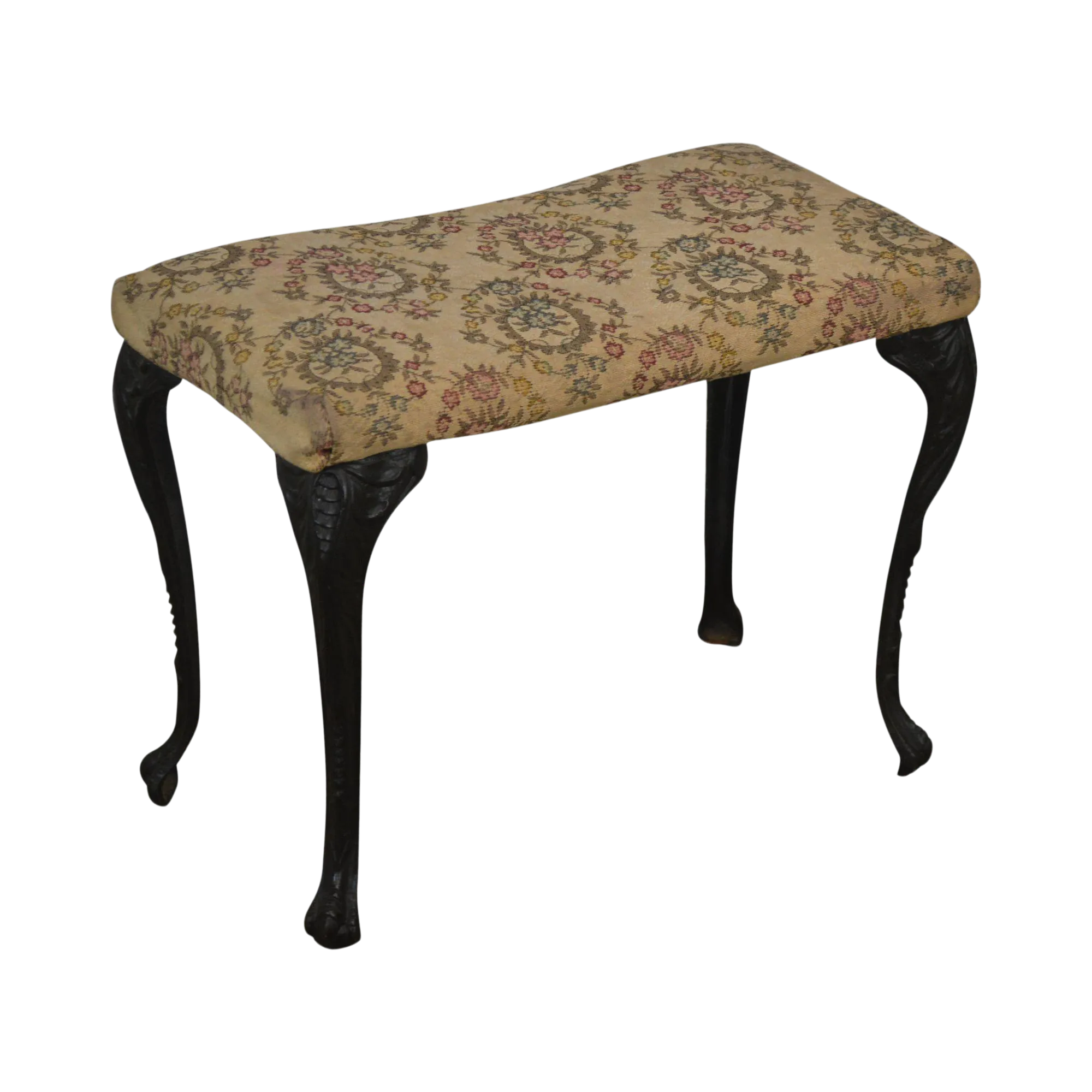 Antique Rococo Style Iron Leg Vanity Bench | Chairish