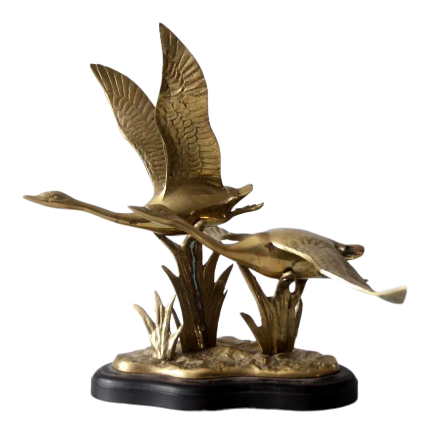 Vintage Figural Brass Birds Sculpture | Chairish