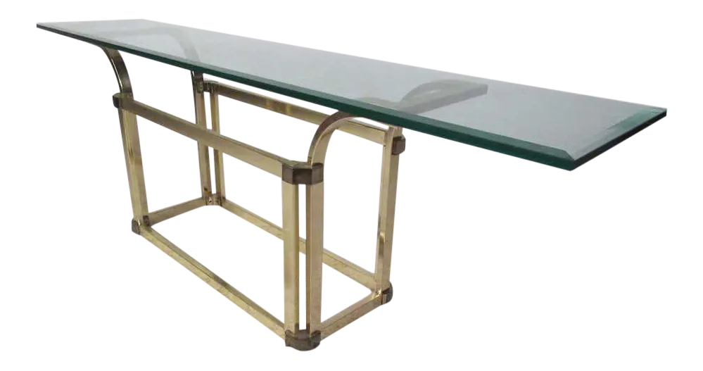 Mid-Century Modern Brass and Glass Console Table | Chairish