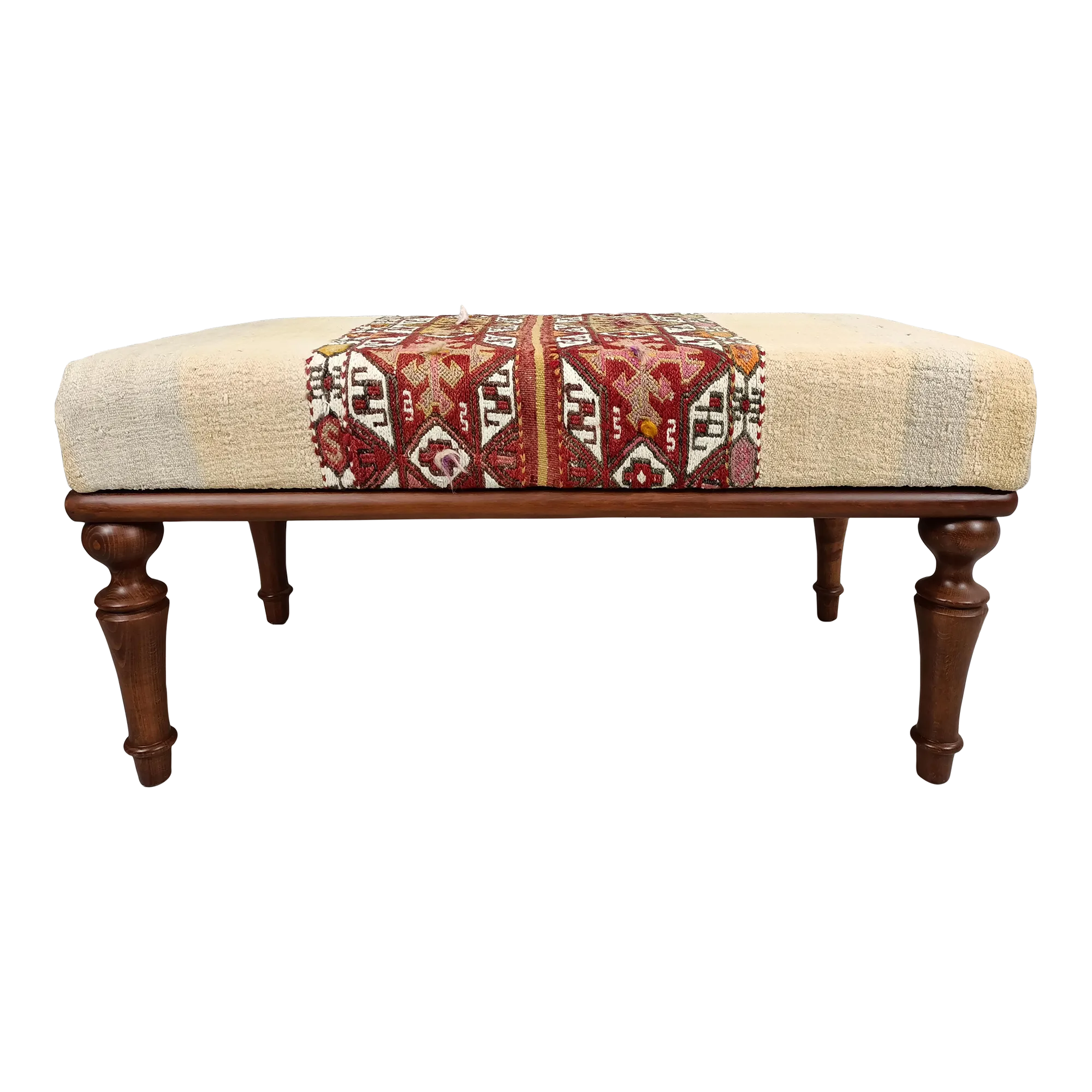 Textured Boho Chic Kilim Bench | Chairish