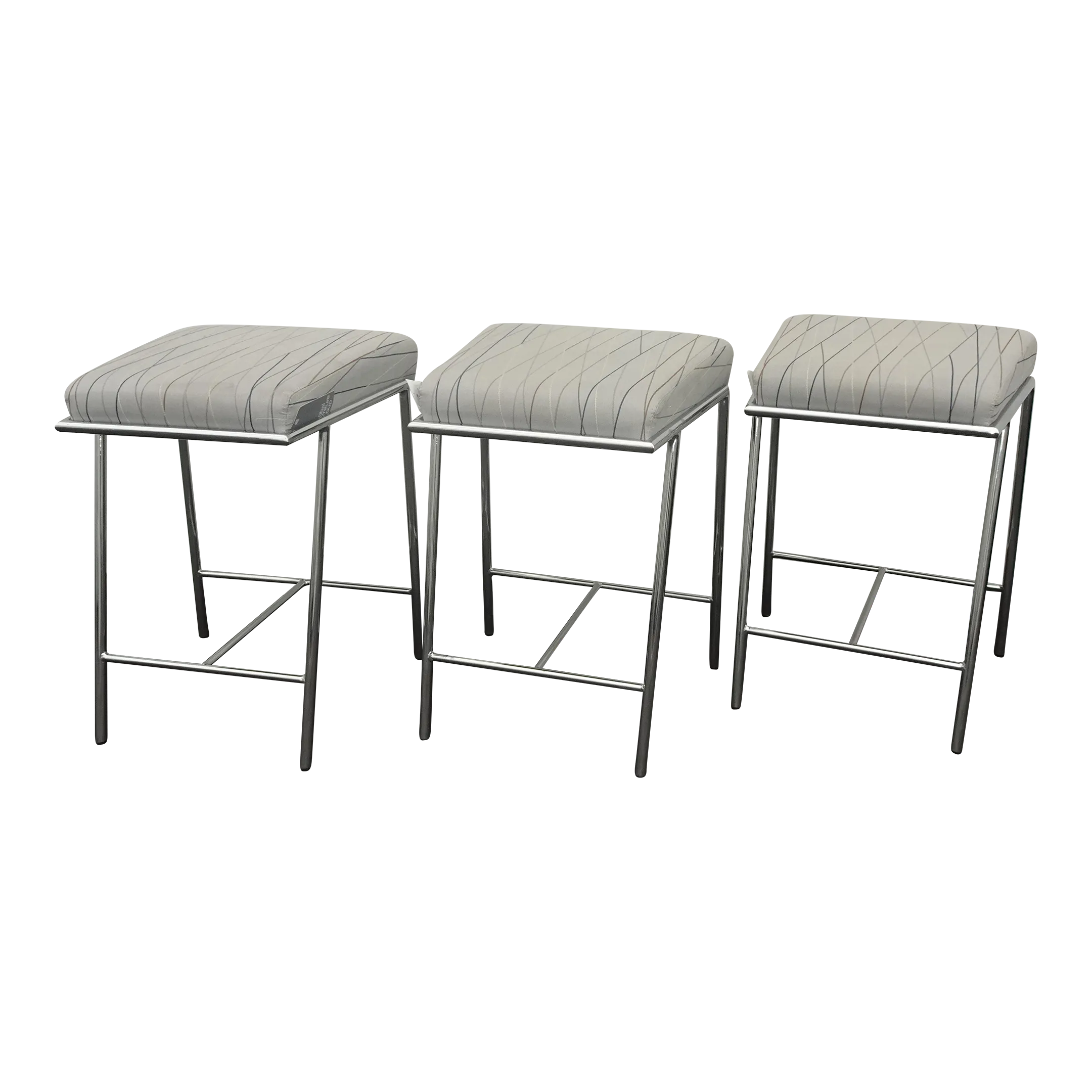 Set of Three Global Furniture Group Chrome Counter Stools Barstools ...