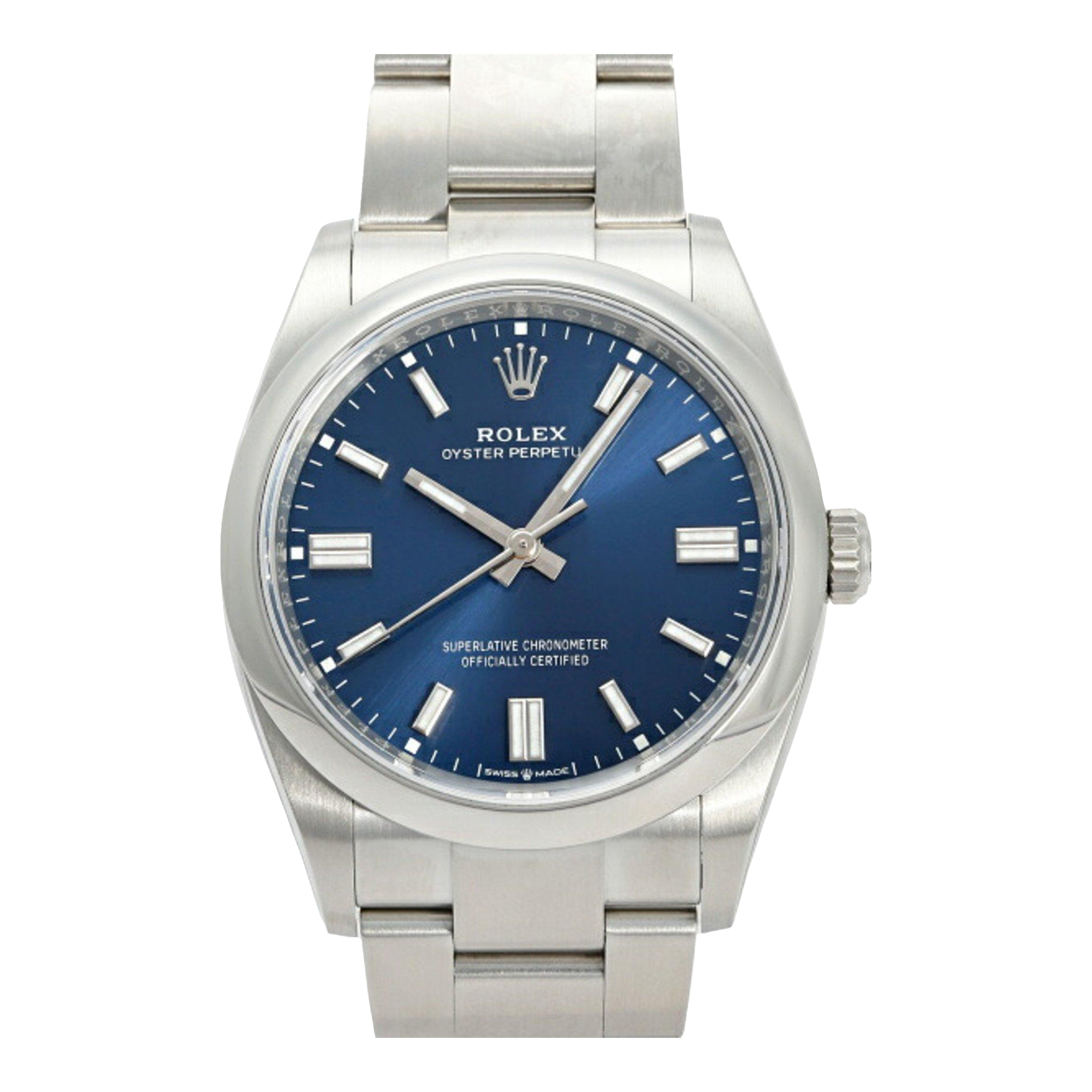 Rolex Oyster Perpetual 36 126000 Bright Blue Dial Watch Men's | Chairish