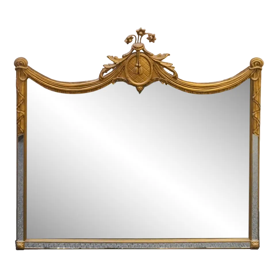 Neoclassical Swag Gilt Gesso Mirrored Frame Wall Mirror | Chairish