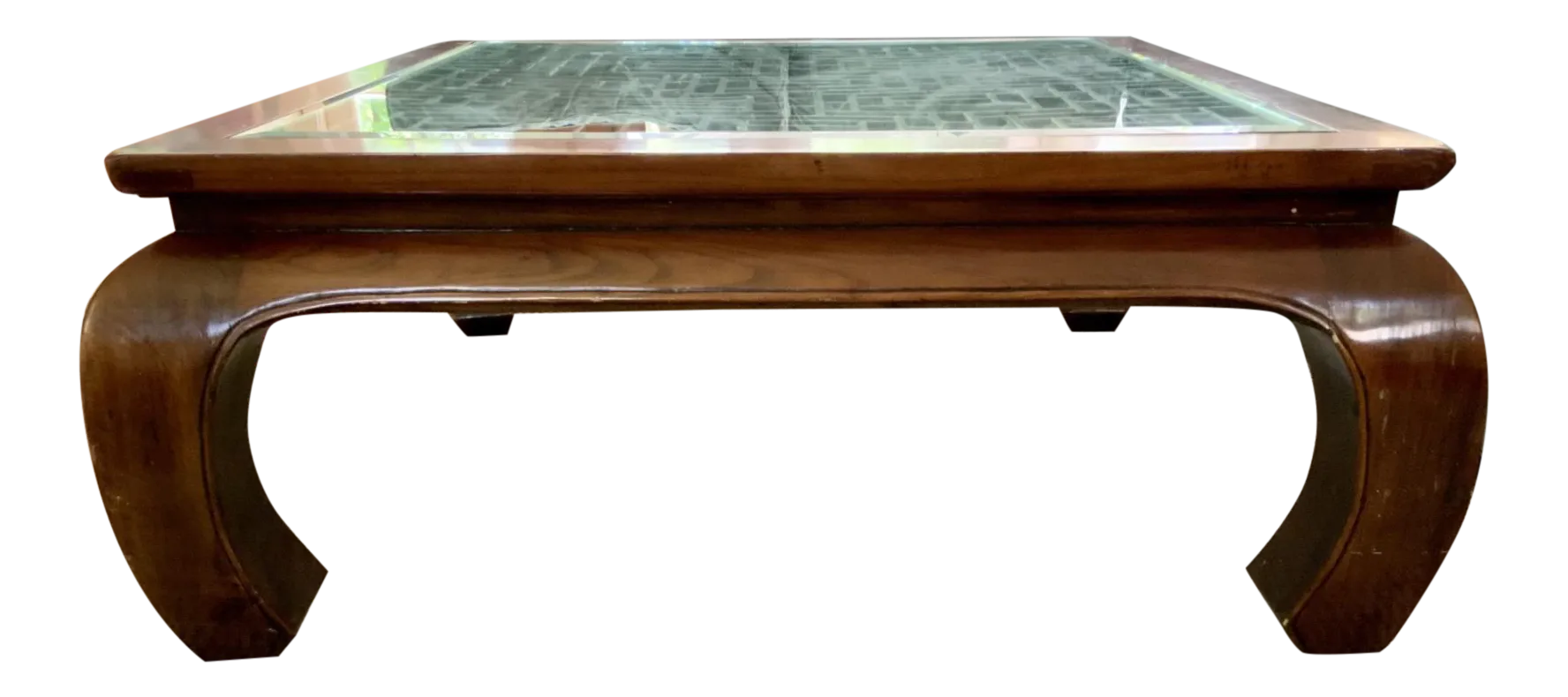 Chinese Square Lattice Top Elmwood Coffee Table | Chairish