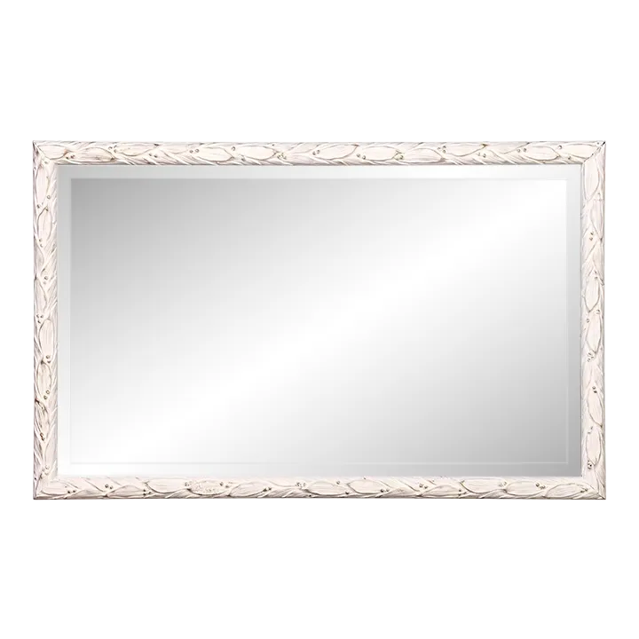 1980s Italian Regency White Beveled Mirror With Gold Accent | Chairish