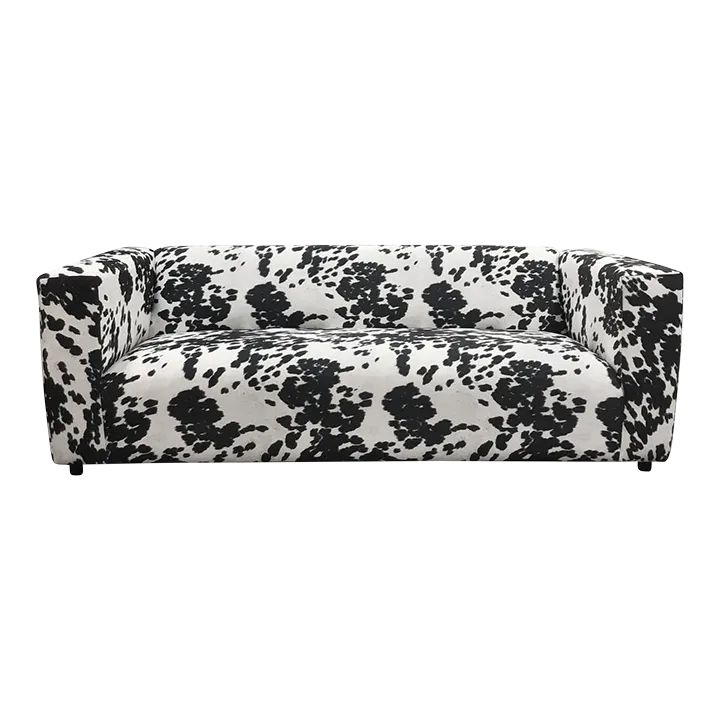 Modern Contemporary Wicked Elements Faux Cowhide Sofa | Chairish