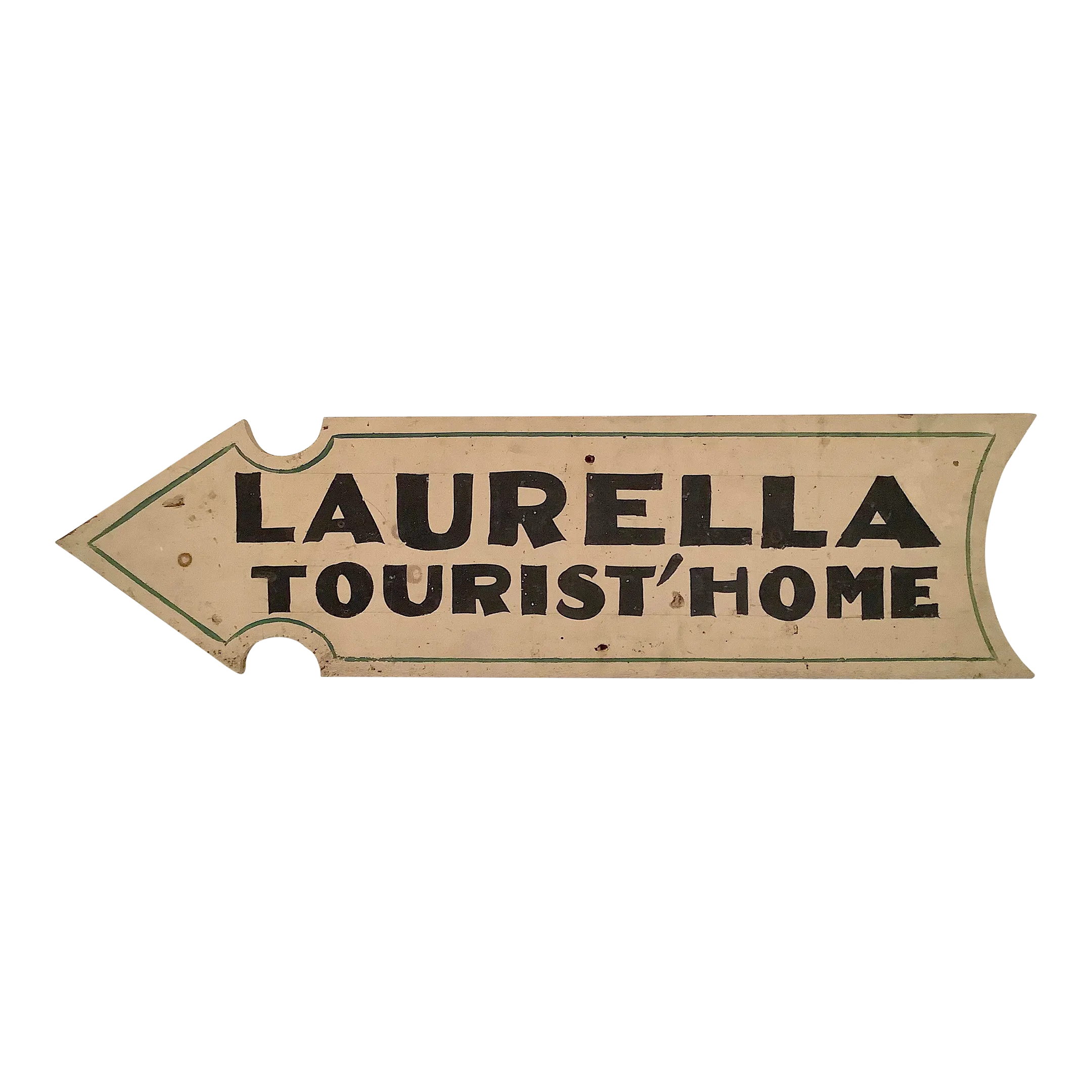 Circa 1940s Arrow Shaped Laurella Tourist Home Sign | Chairish