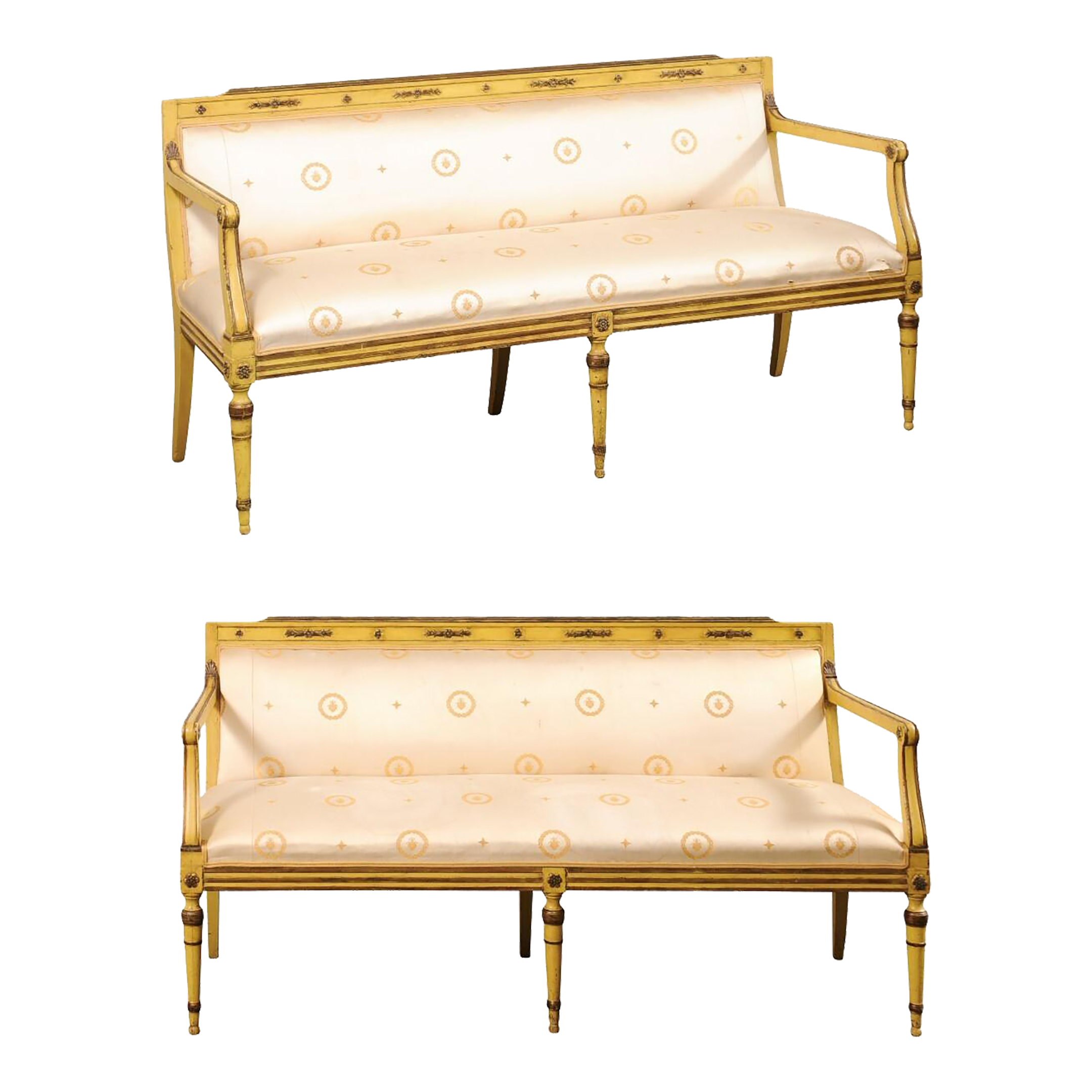 Italian Pair Antique Sofa Benches, 5.25 Ft - Set of 2 | Chairish