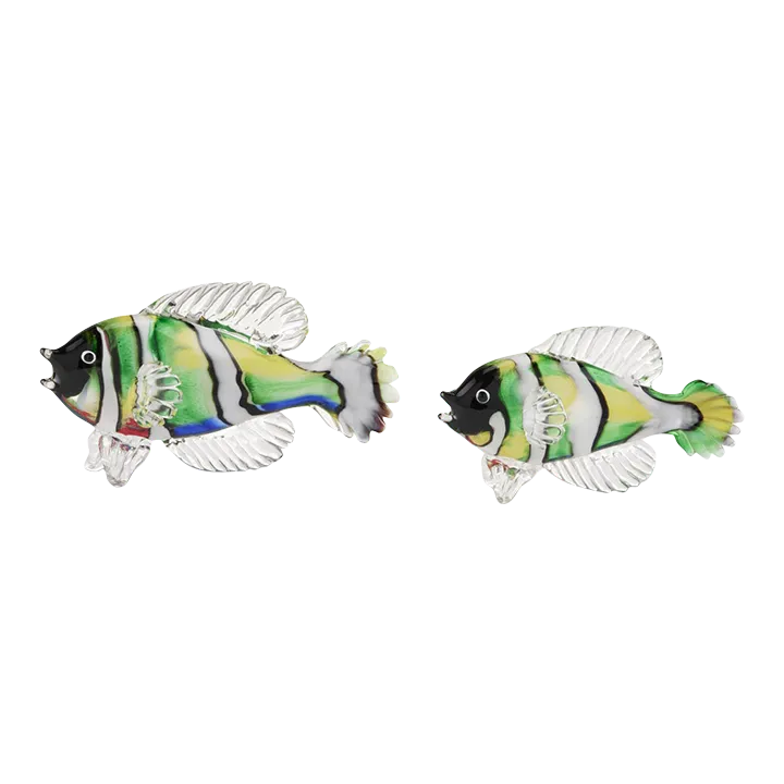 Currey & Company Rialto Green Glass Fish - Set of 2 | Chairish